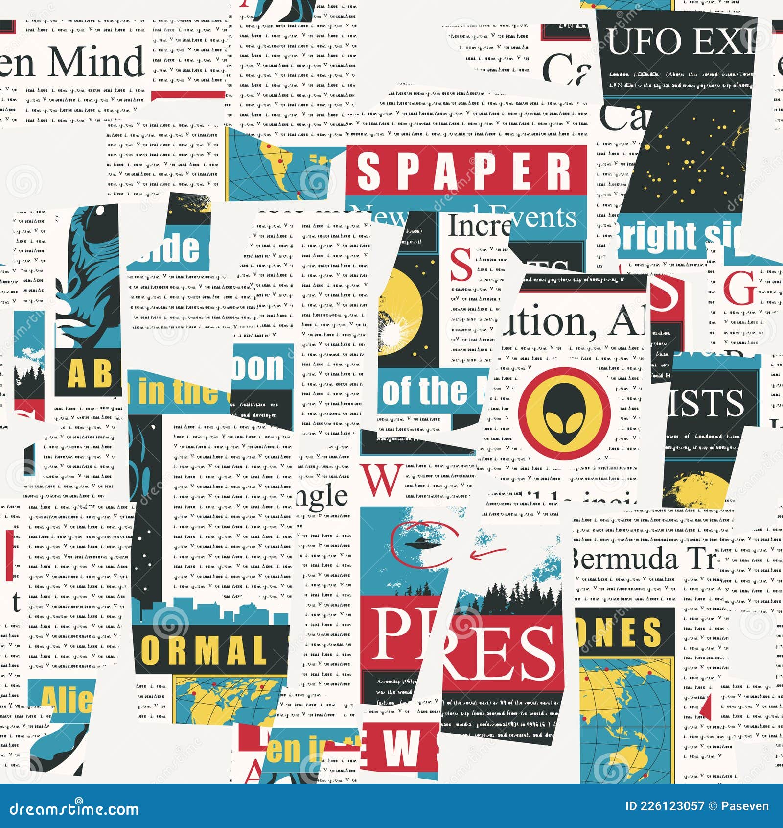 Abstract Seamless Pattern on a Newspaper Theme Stock Vector ...