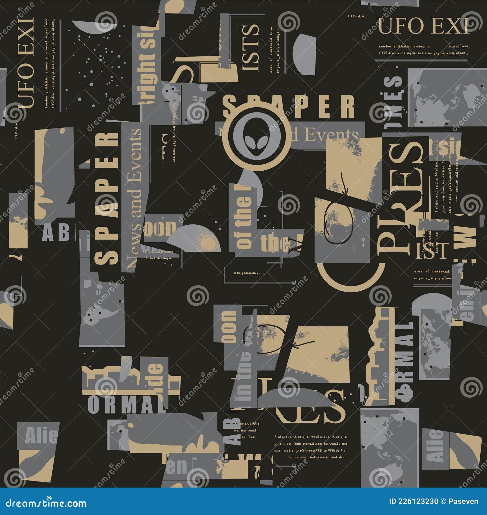 Abstract Seamless Pattern on a Newspaper Theme Stock Vector ...