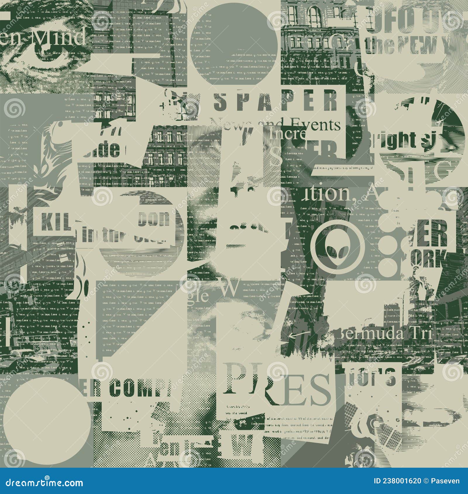 Abstract Seamless Pattern on a Newspaper Theme Stock Vector ...