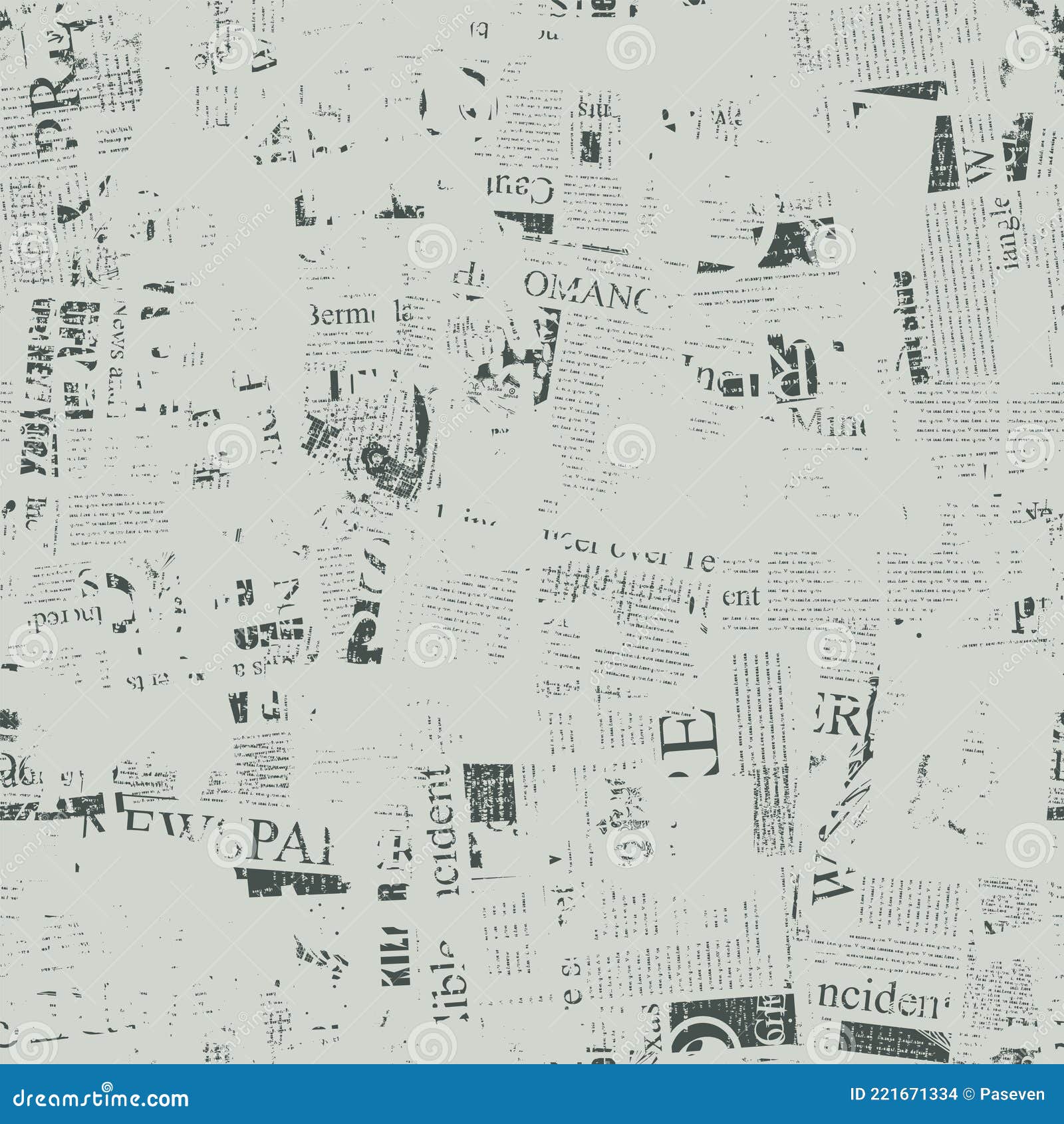 Abstract Seamless Pattern on a Newspaper Theme Stock Vector ...