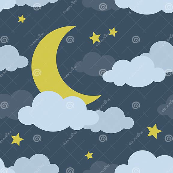 Night Moon Seamless Pattern Stock Vector - Illustration of design ...
