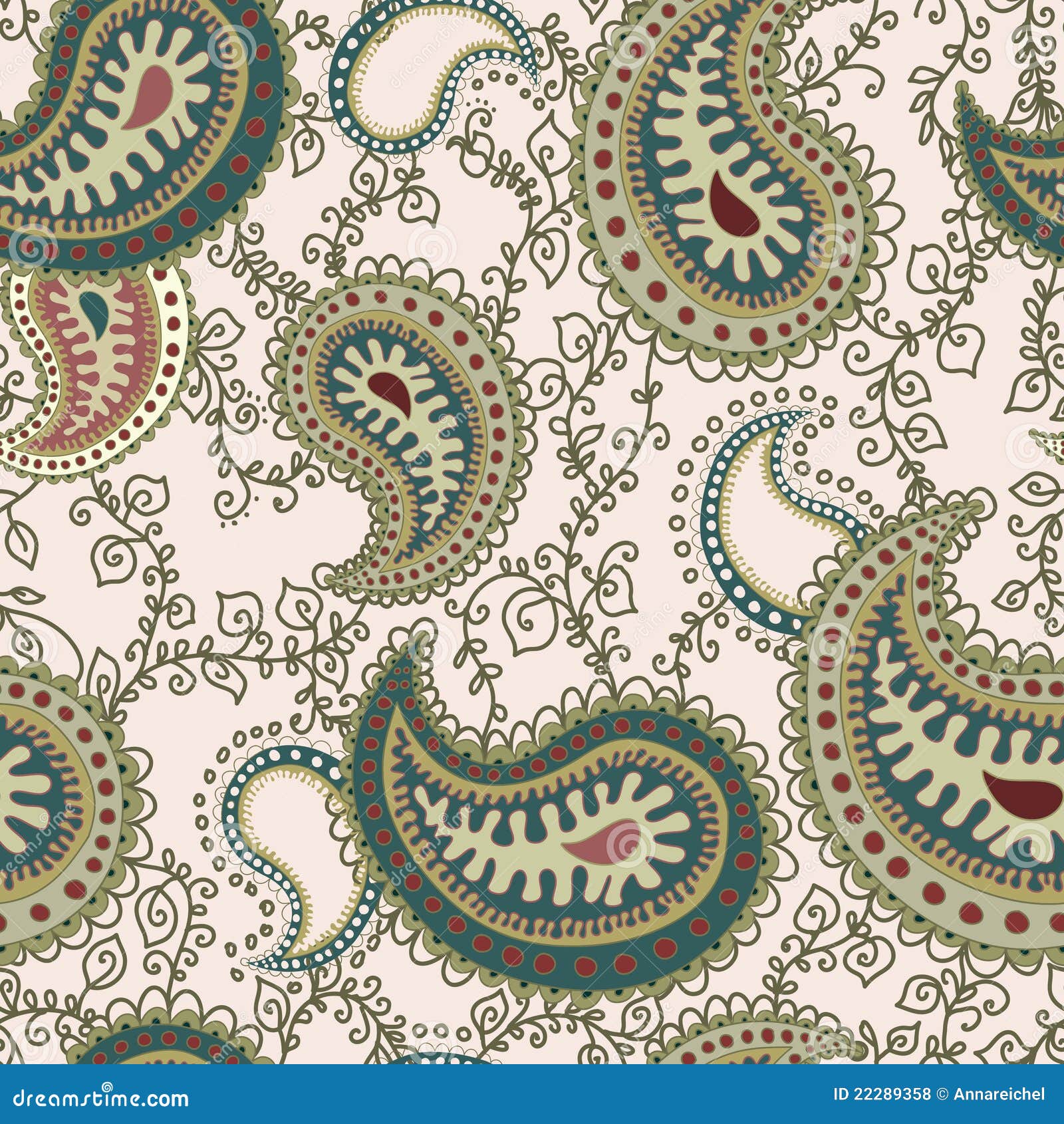 Abstract Seamless Pattern with Paisley Elements Stock Vector ...