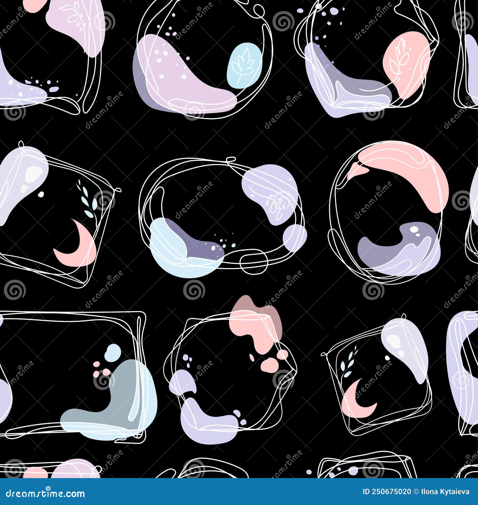 Abstract Seamless Pattern with Pastel Spots and Shapes with Different ...