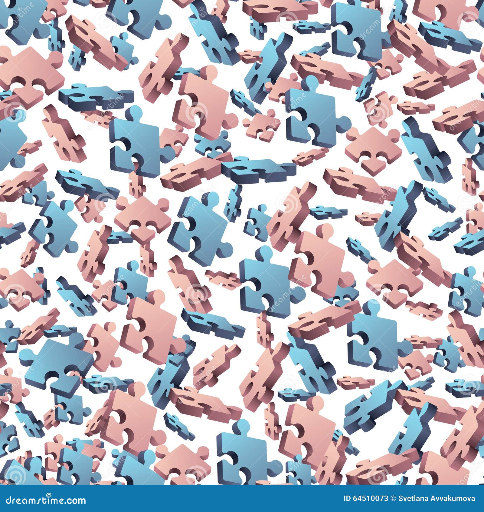 Abstract Seamless Pattern. Pink and Blue Elements of Puzzles Stock ...