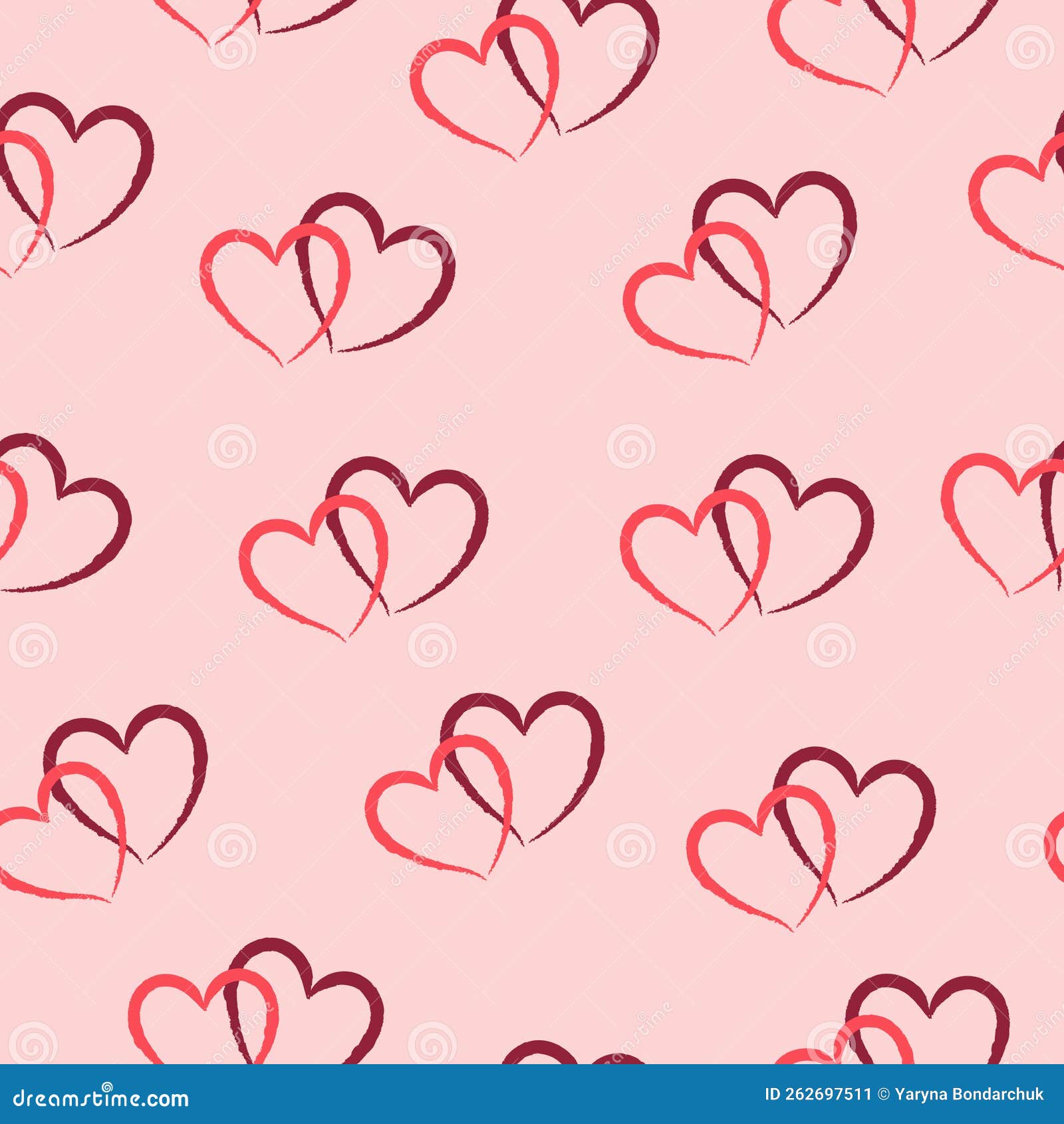 Abstract Seamless Pattern with Pink and Red Hearts on a Pink Background ...
