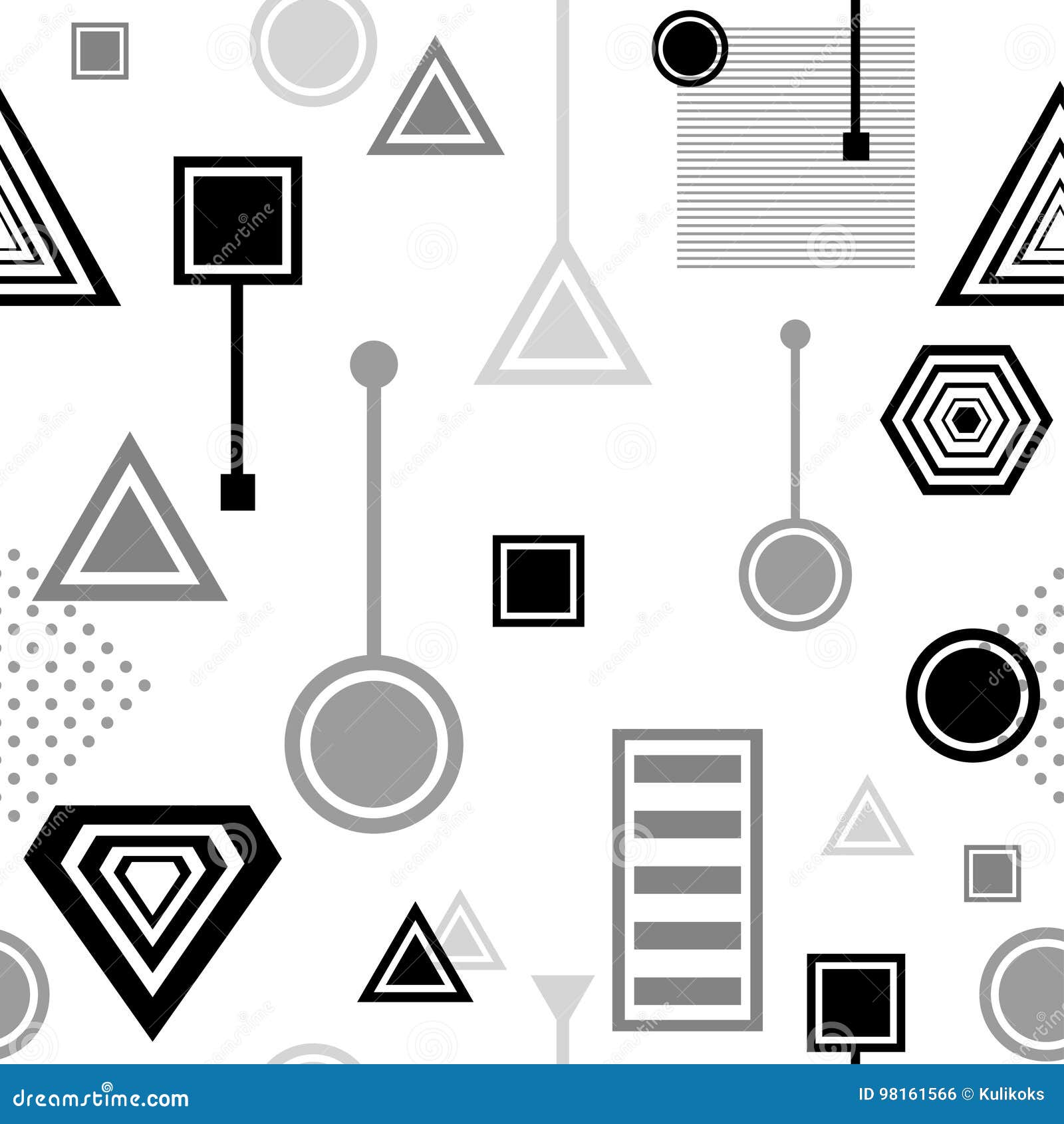 Abstract Seamless Pattern in Postmodern Memphis Style Black Grey on ...