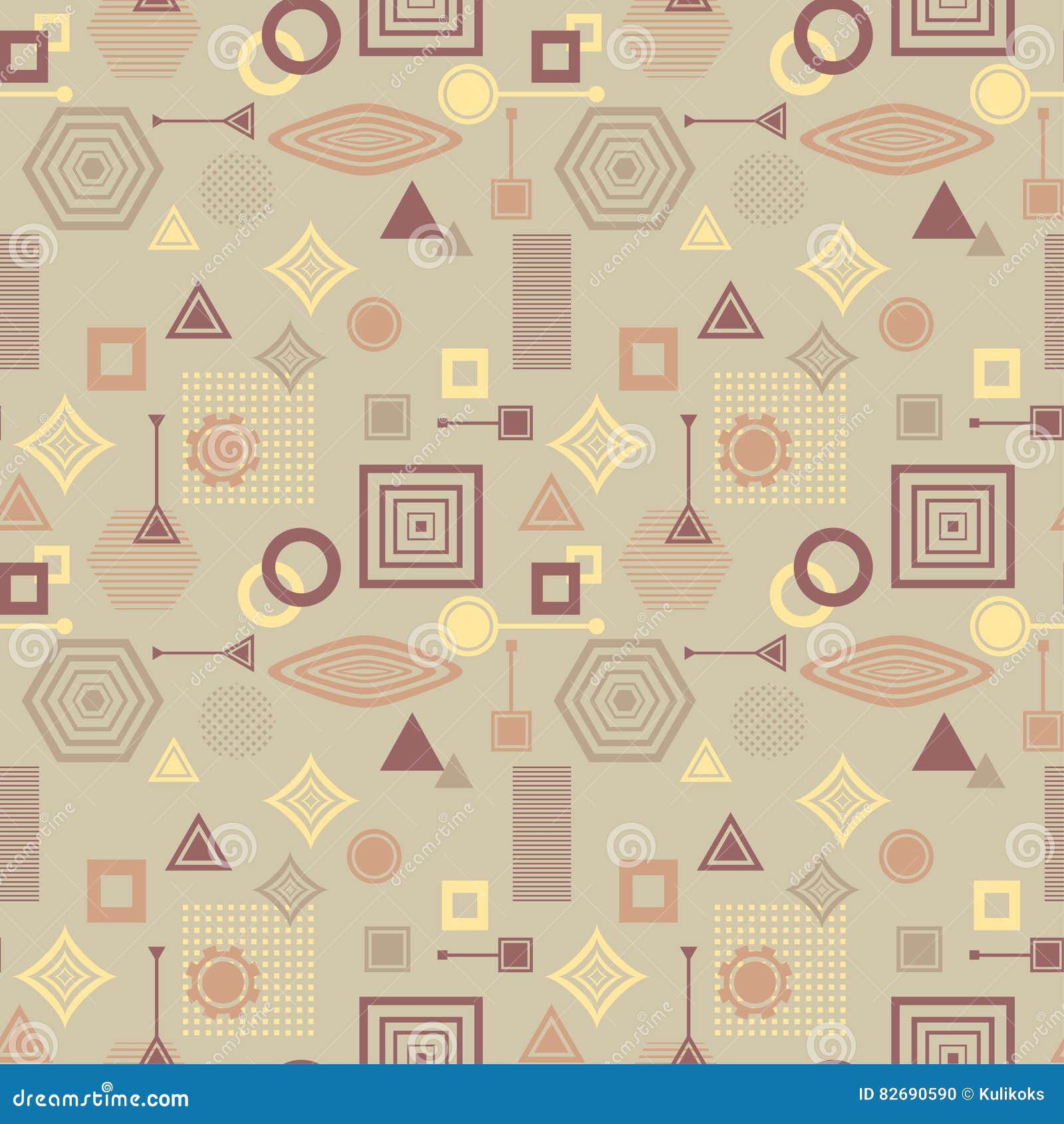 Abstract Seamless Pattern in Postmodern Memphis Style in Coffee Colors ...