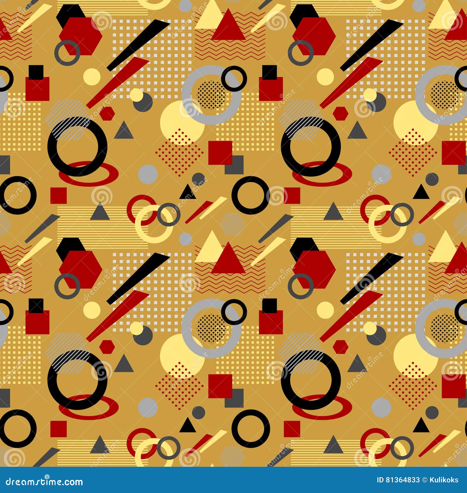 Abstract Seamless Pattern in Postmodern Memphis Style White Black Red ...