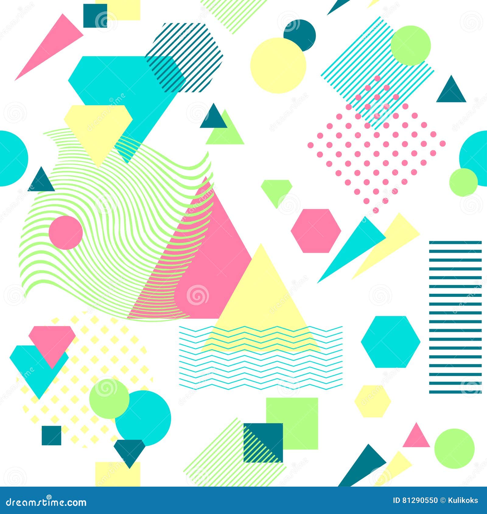 Abstract Seamless Pattern in Postmodern Memphis Style on White Stock ...