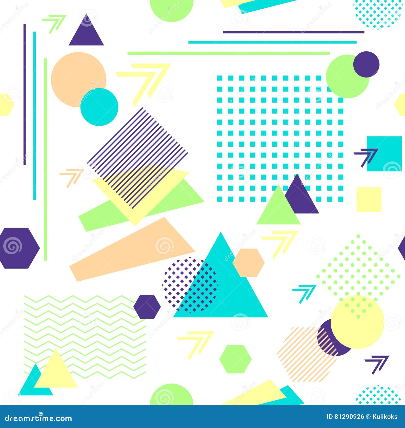 Abstract Seamless Pattern in Postmodern Memphis Style on White Stock ...