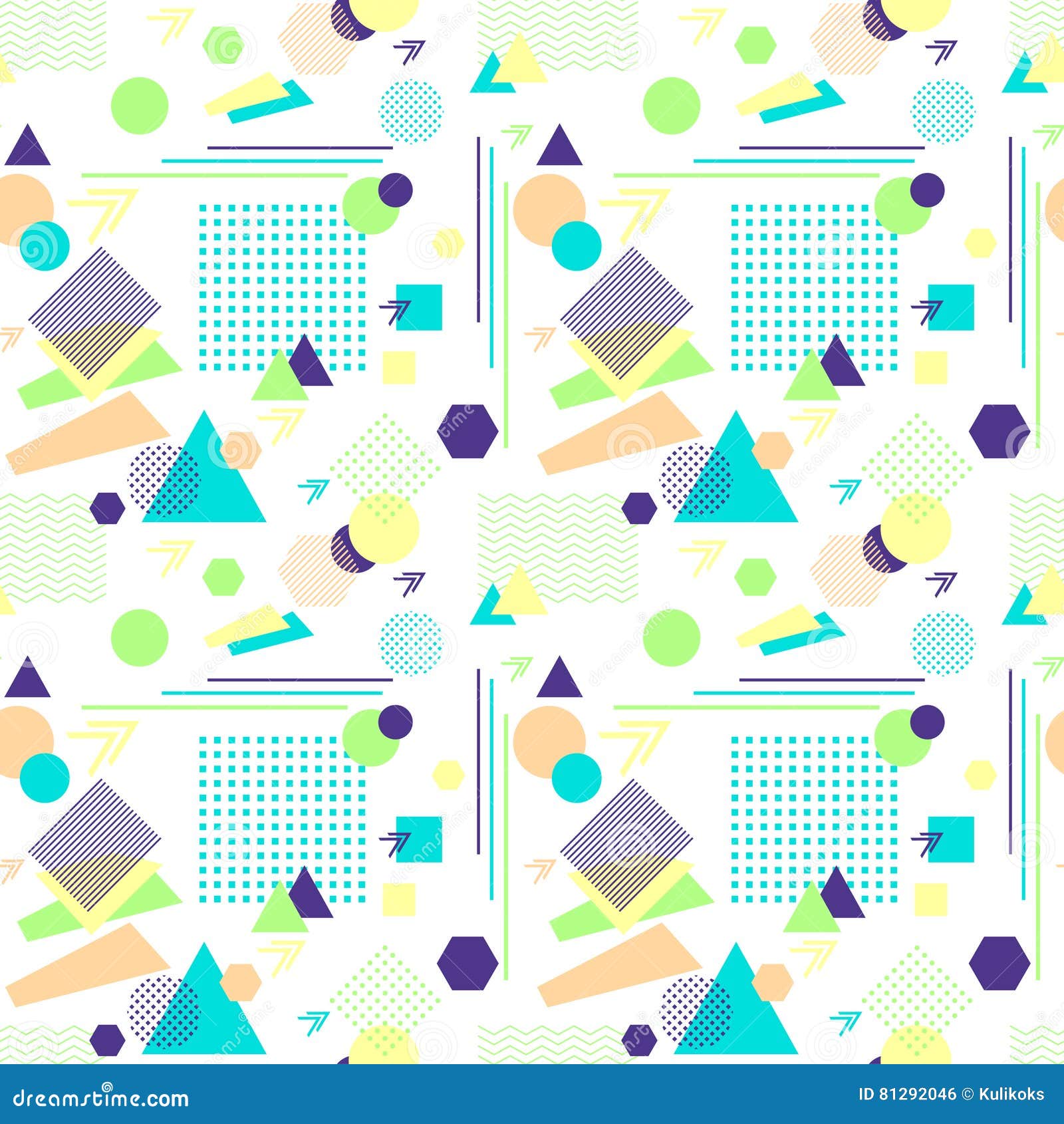 Abstract Seamless Pattern in Postmodern Memphis Style on White Stock ...