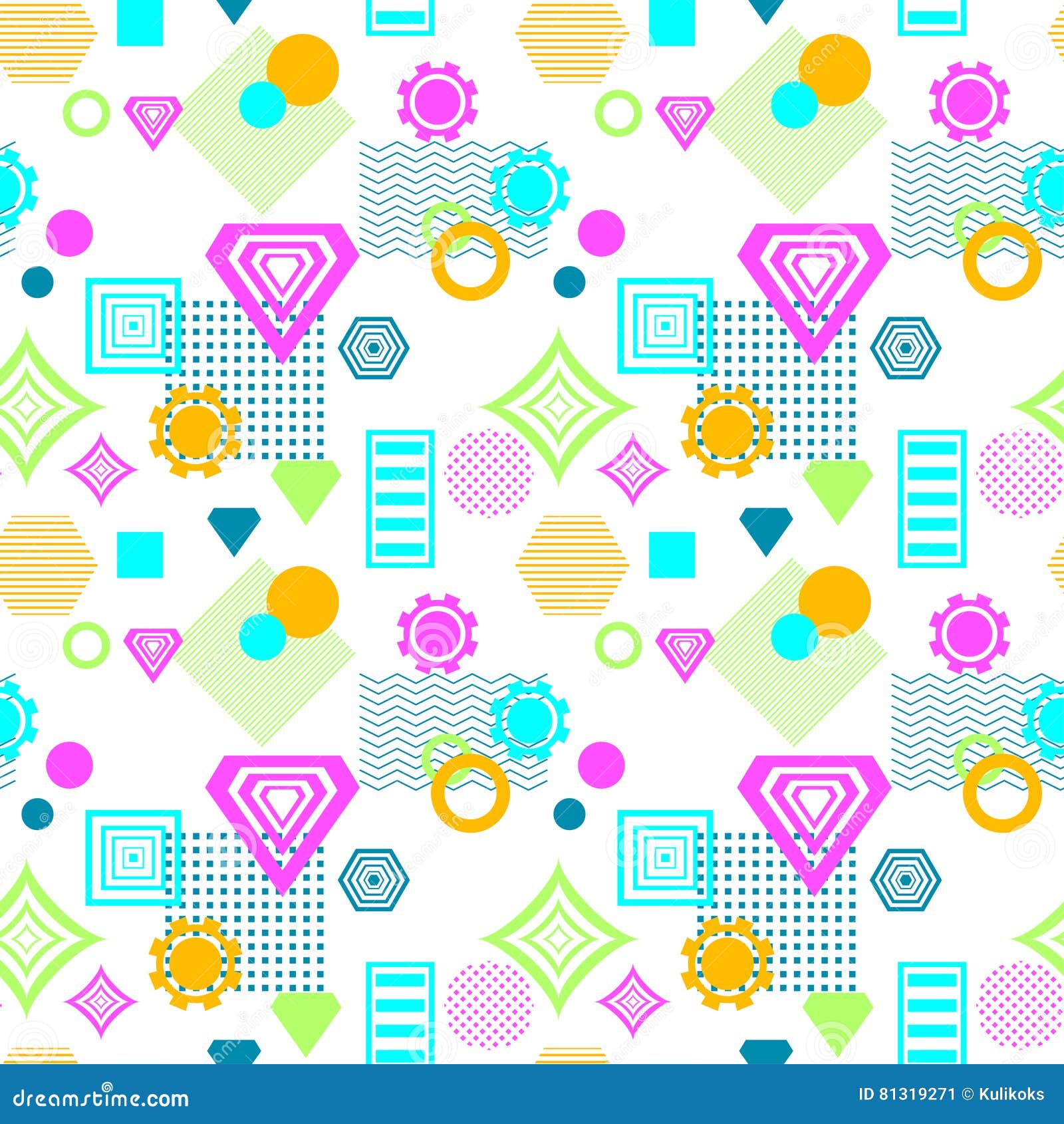 Abstract Seamless Pattern in Postmodern Memphis Style on White Stock ...