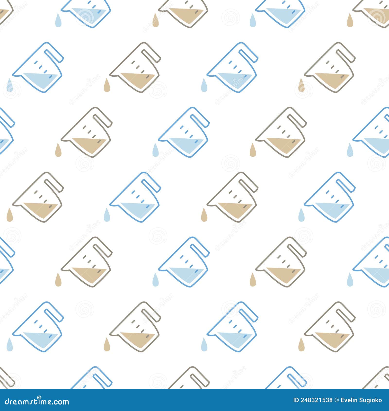 Abstract Seamless Pattern with Pouring Liquid from Measurement Cups ...