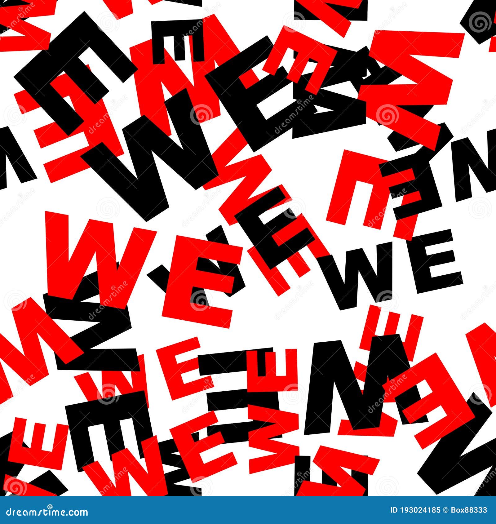 Abstract Seamless Pattern of Red and Black Words `we` on a White ...