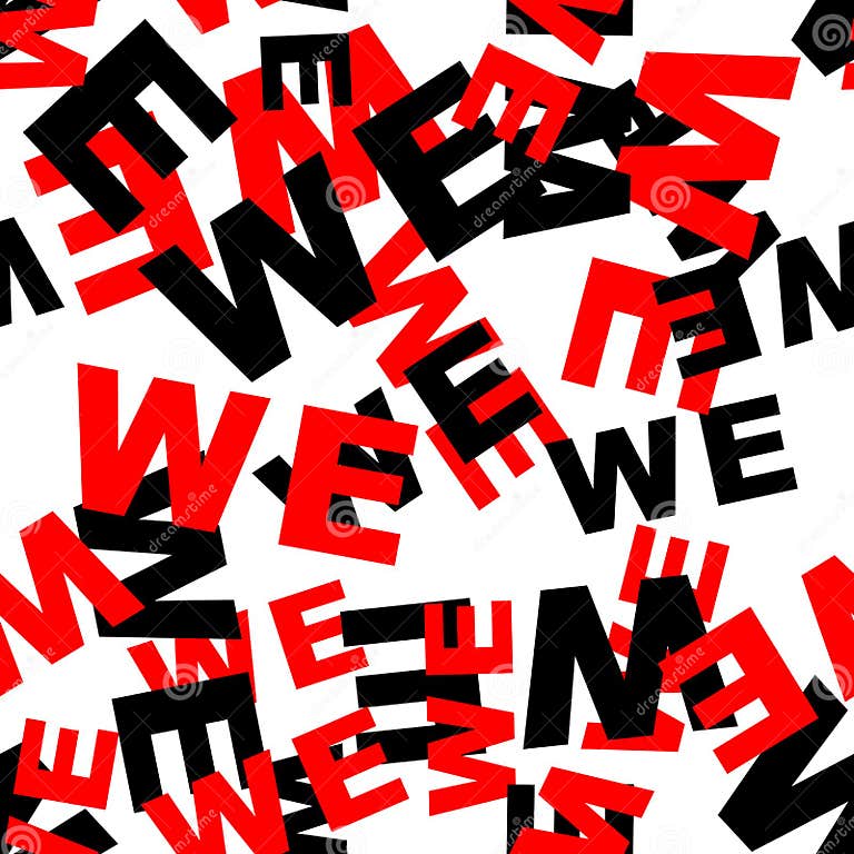 Abstract Seamless Pattern of Red and Black Words `we` on a White ...