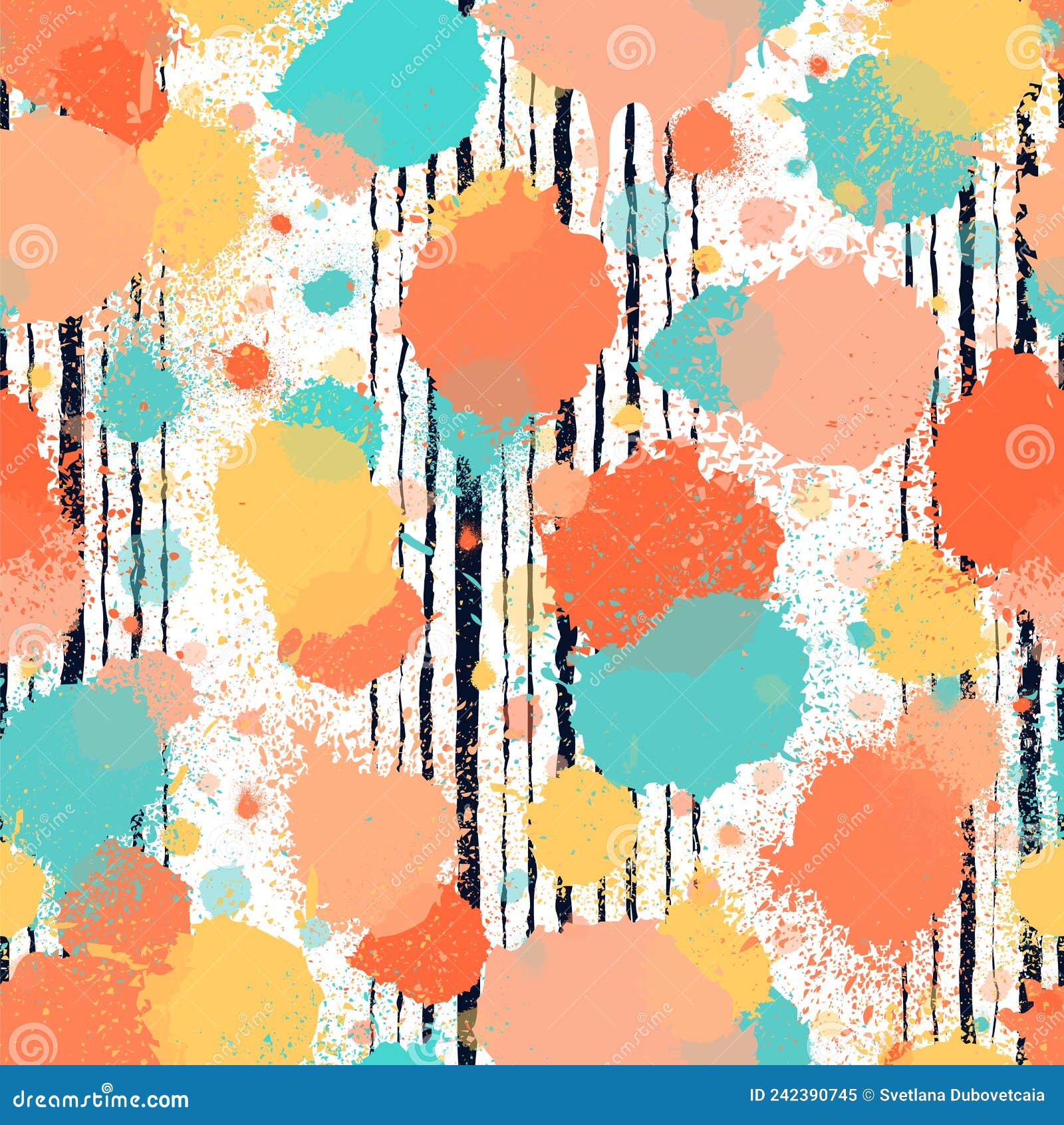Abstract Seamless Pattern. Repeated Different Shapes Background. Blots ...