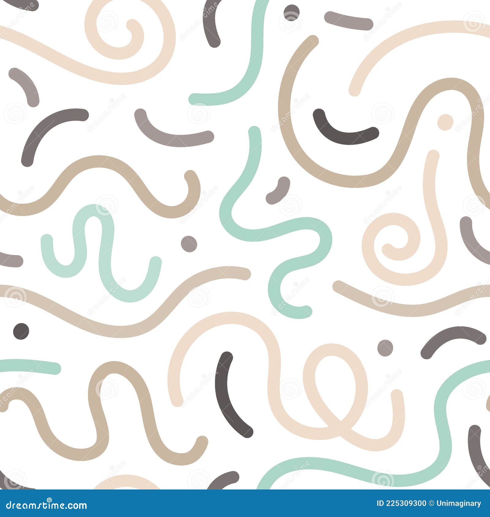 Abstract Seamless Pattern of Repeating Colored Lines, Waves, Curls and ...