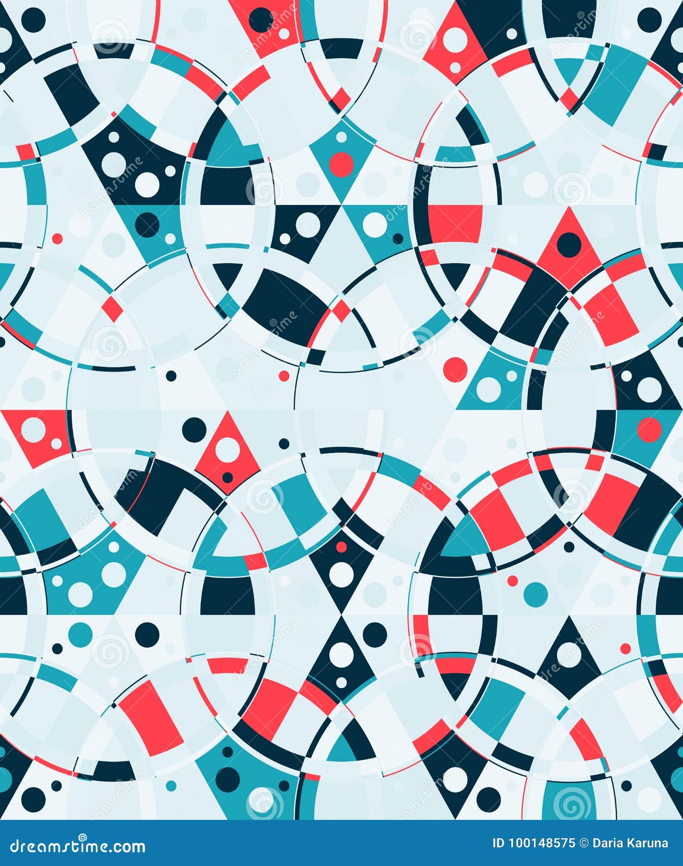 Abstract Seamless Pattern of Rings and Dots. Rings Tied To Each Other ...