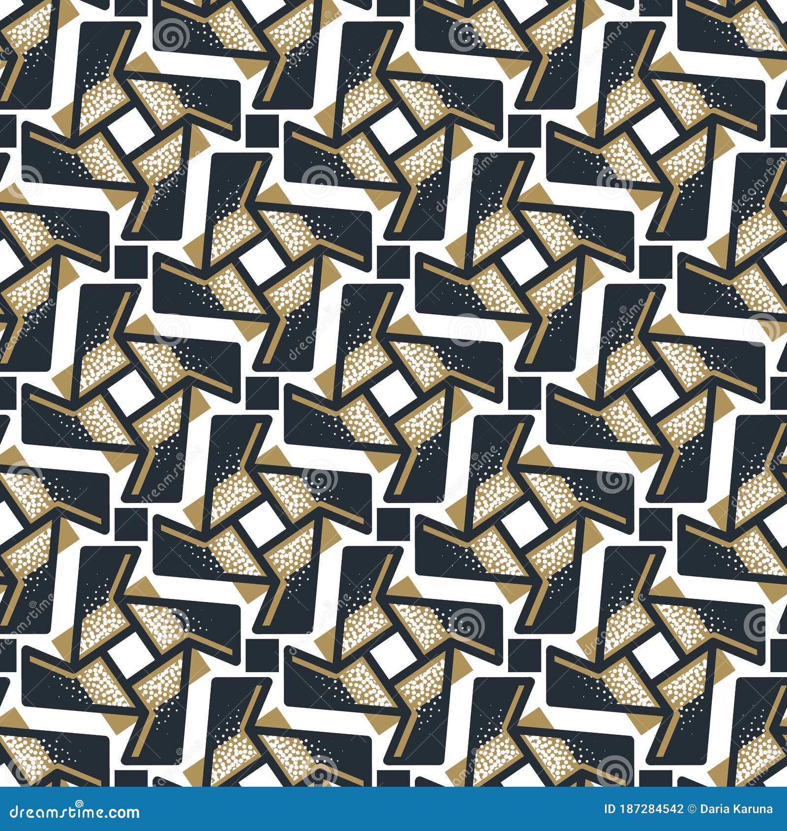 Abstract Seamless Pattern of Rotating Geometric Shapes with Dots ...