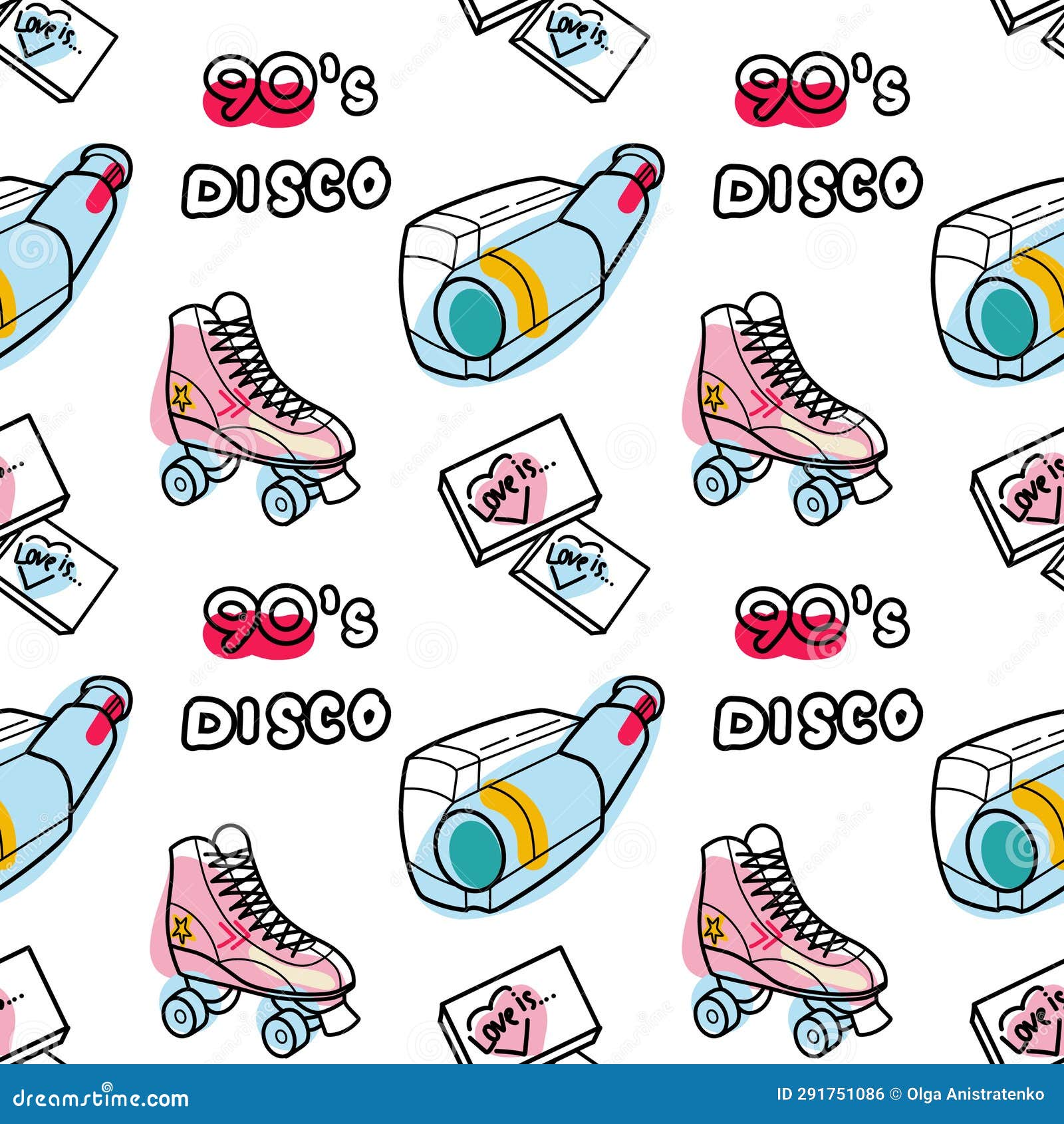 Abstract Seamless Pattern in 90s Style Vector Stock Illustration ...