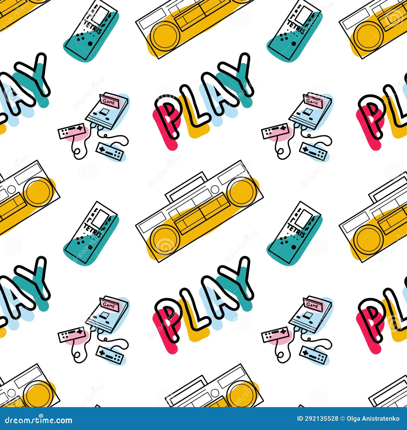 Abstract Seamless Pattern in 90s Style Vector Stock Vector ...