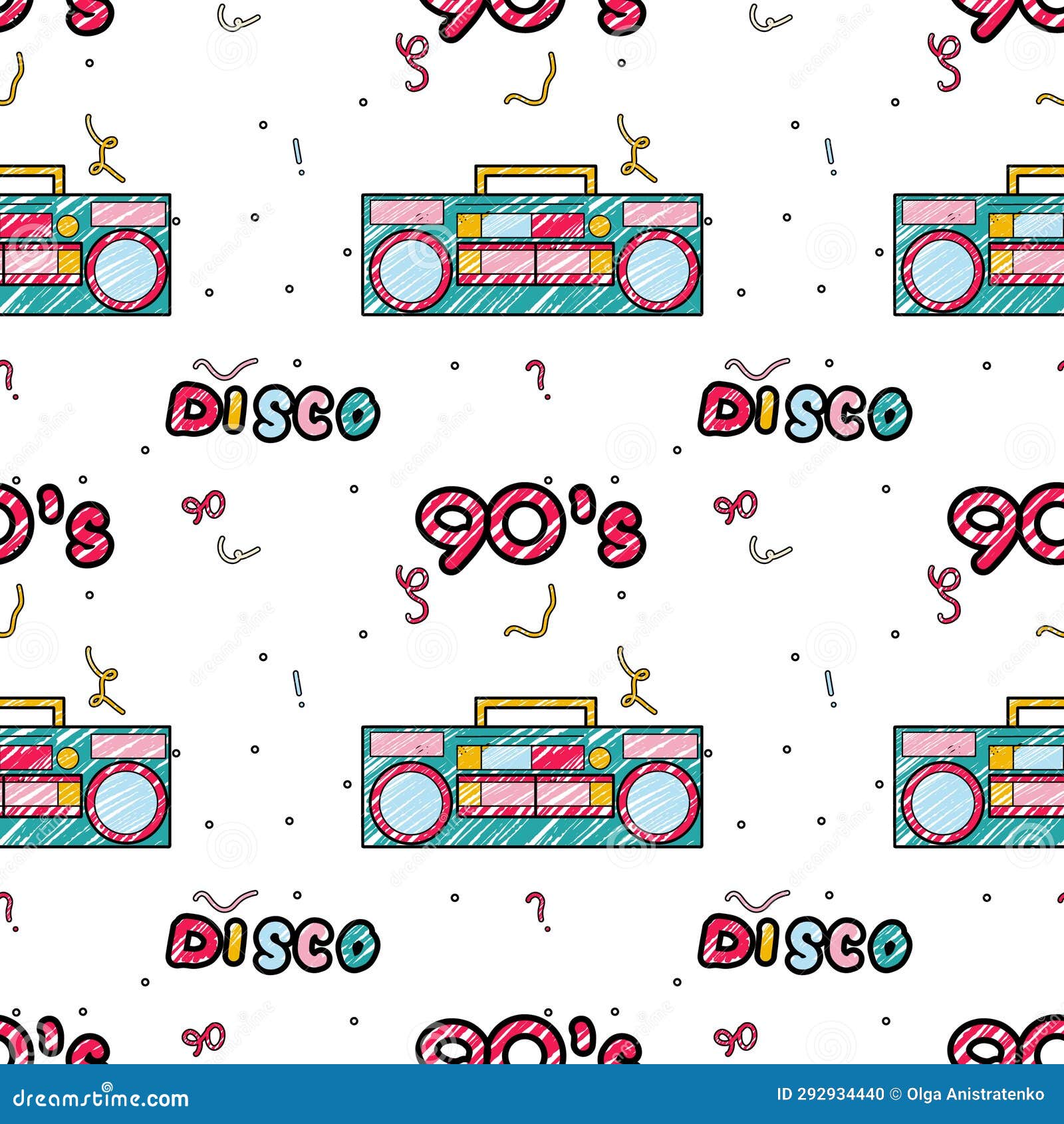 Abstract Seamless Pattern in 90s Style Vector Stock Vector ...