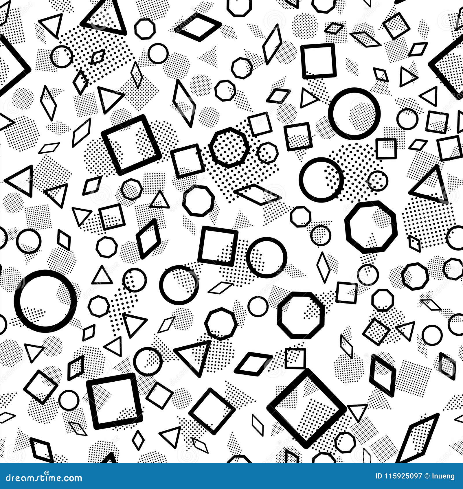 Abstract Seamless Pattern, Scattered Geometric Line Shapes. Stock ...