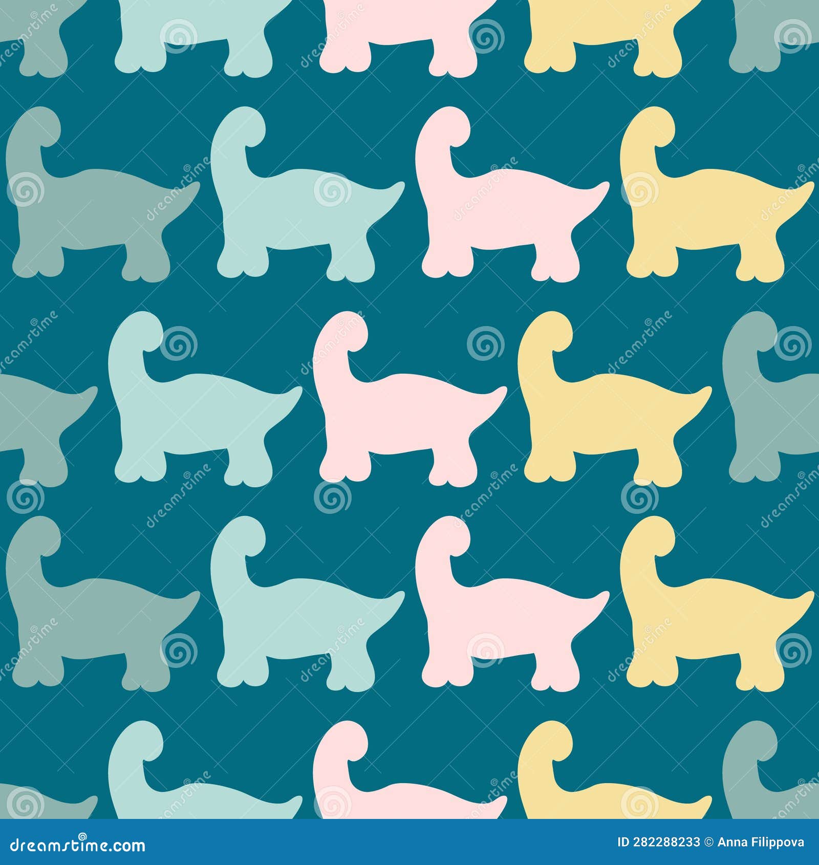 Abstract Seamless Pattern with Silhouettes Dinosaurs. Perfect Print for ...