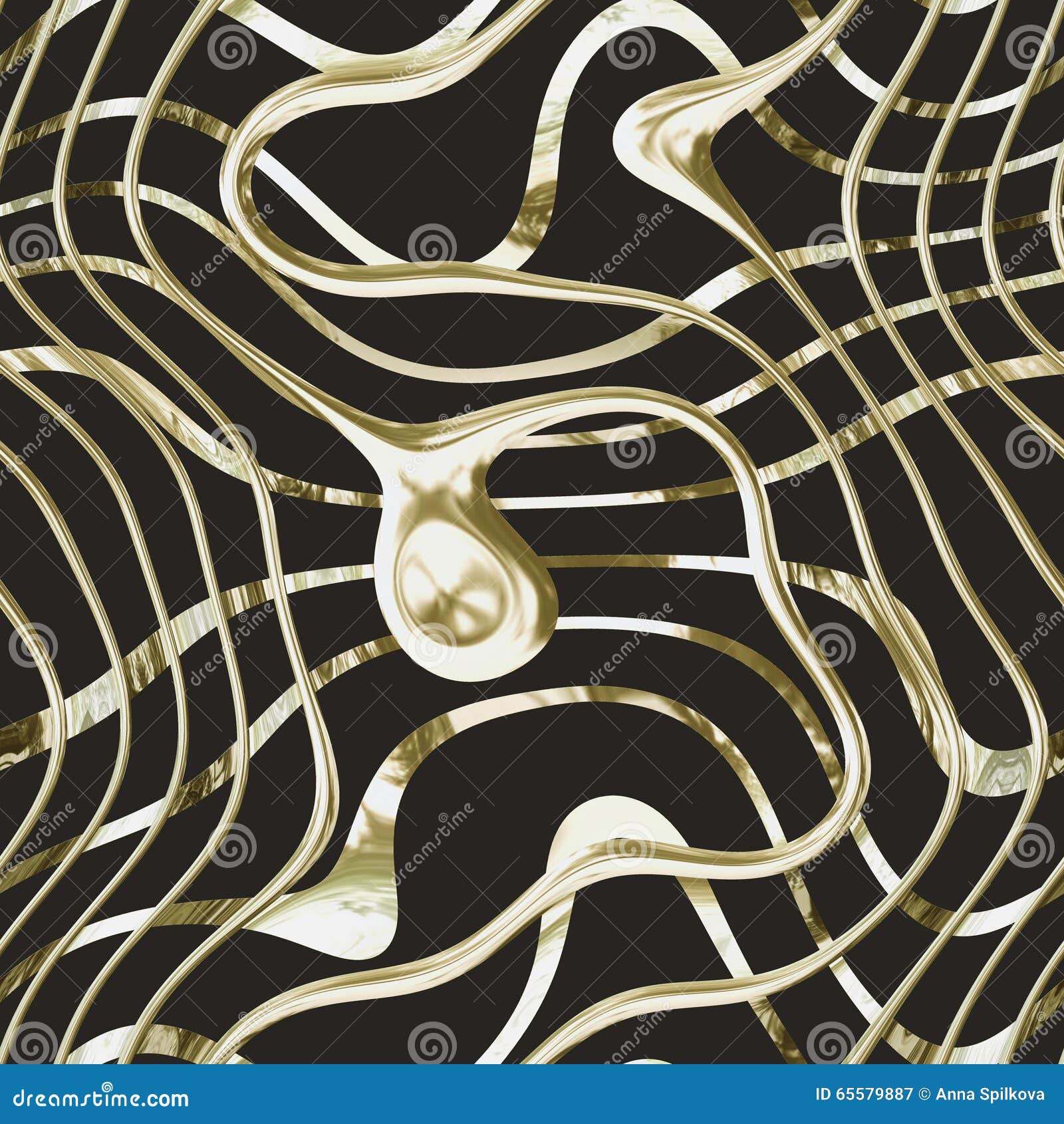 Abstract Seamless Pattern of Silver Grid and Metal Teardrop on a Black ...