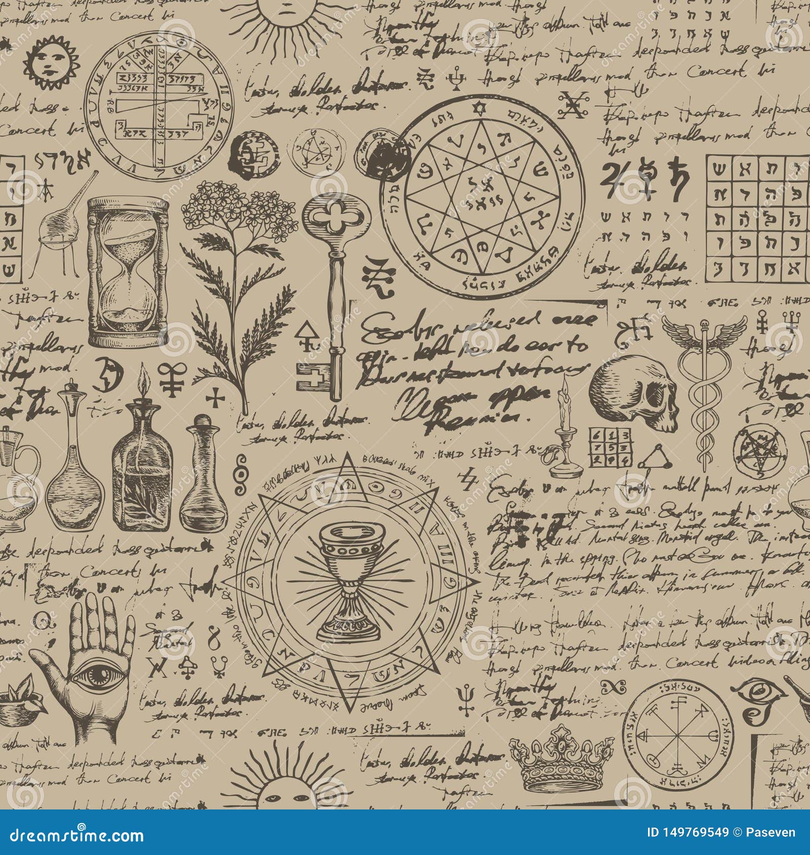 Abstract Seamless Pattern with Sketches and Notes Stock Vector ...