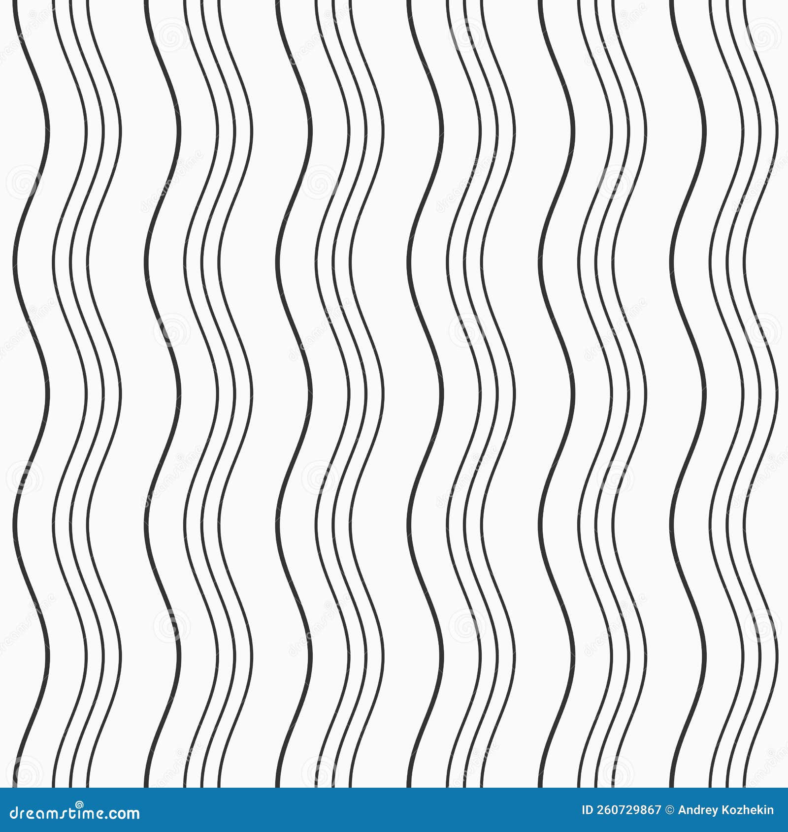 Abstract Seamless Pattern with Smooth Wavy Lines, Curves. Black and ...