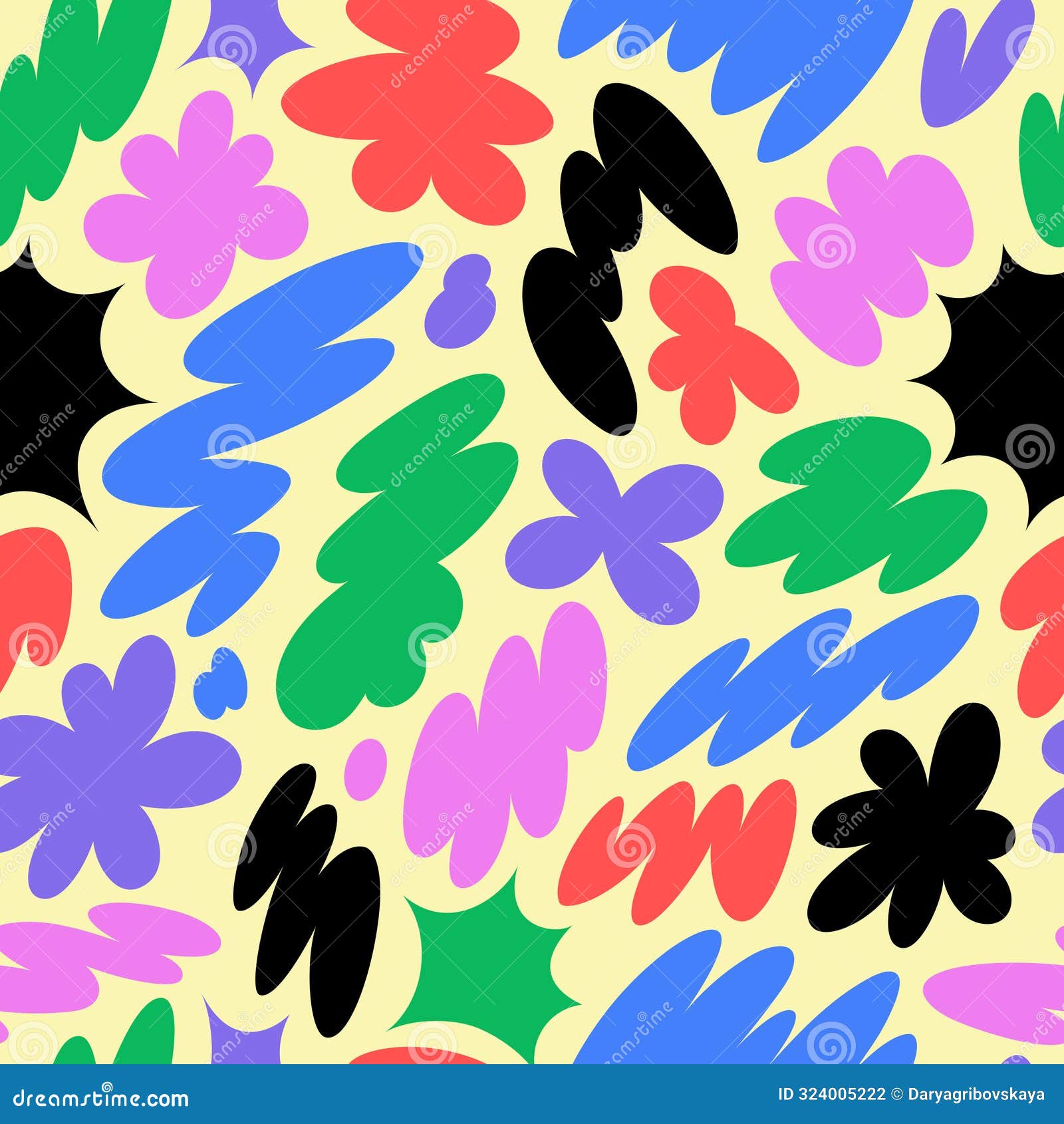 Abstract Seamless Pattern. Squggle Colorful Shapes and Forms Stock ...