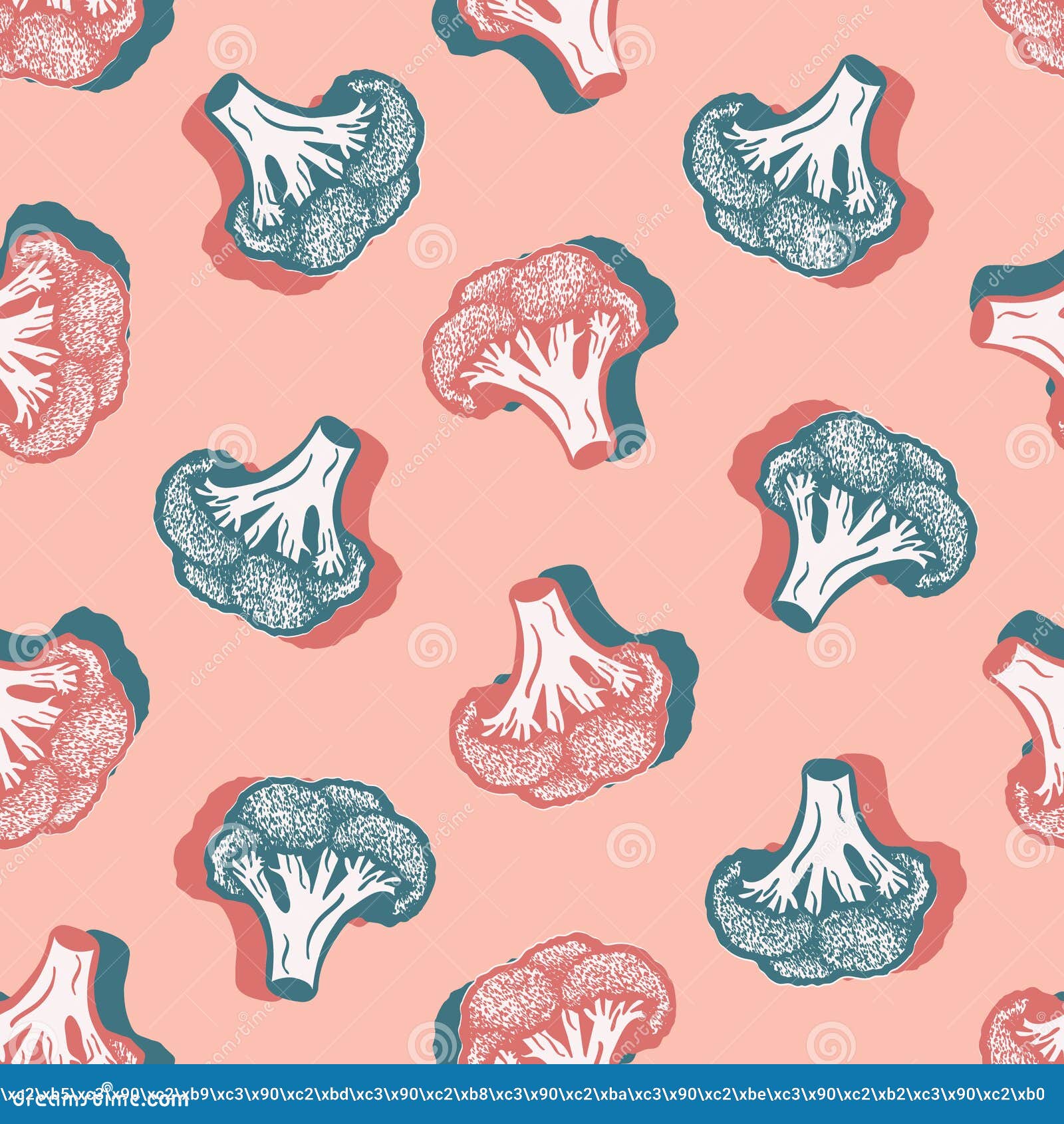 Abstract Seamless Pattern with Stylized Broccoli. Vegetable Print for ...