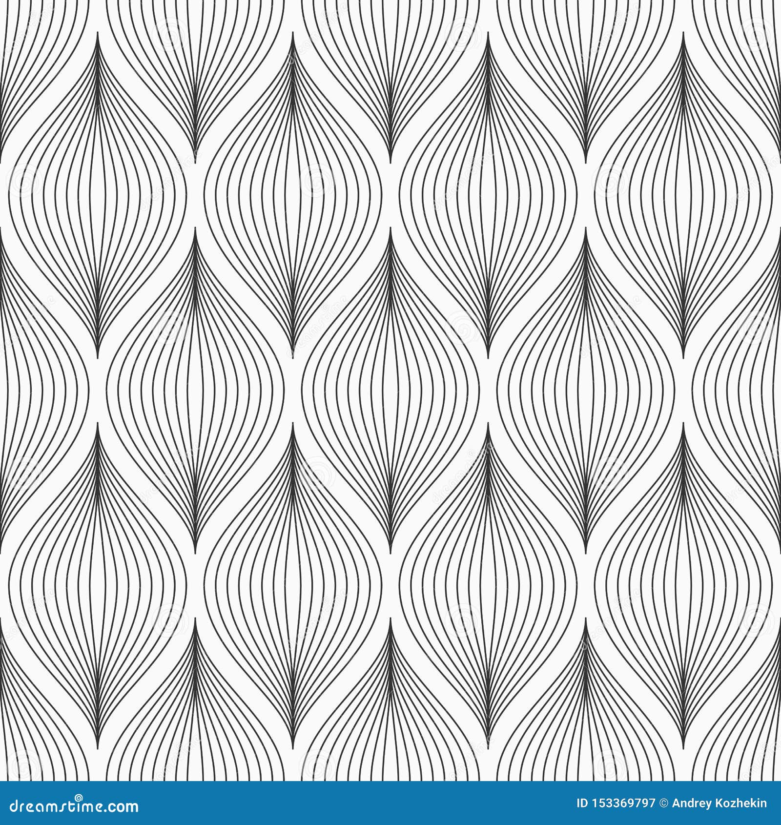 Abstract Seamless Pattern of Stylized Petals. Vector Monochrome ...