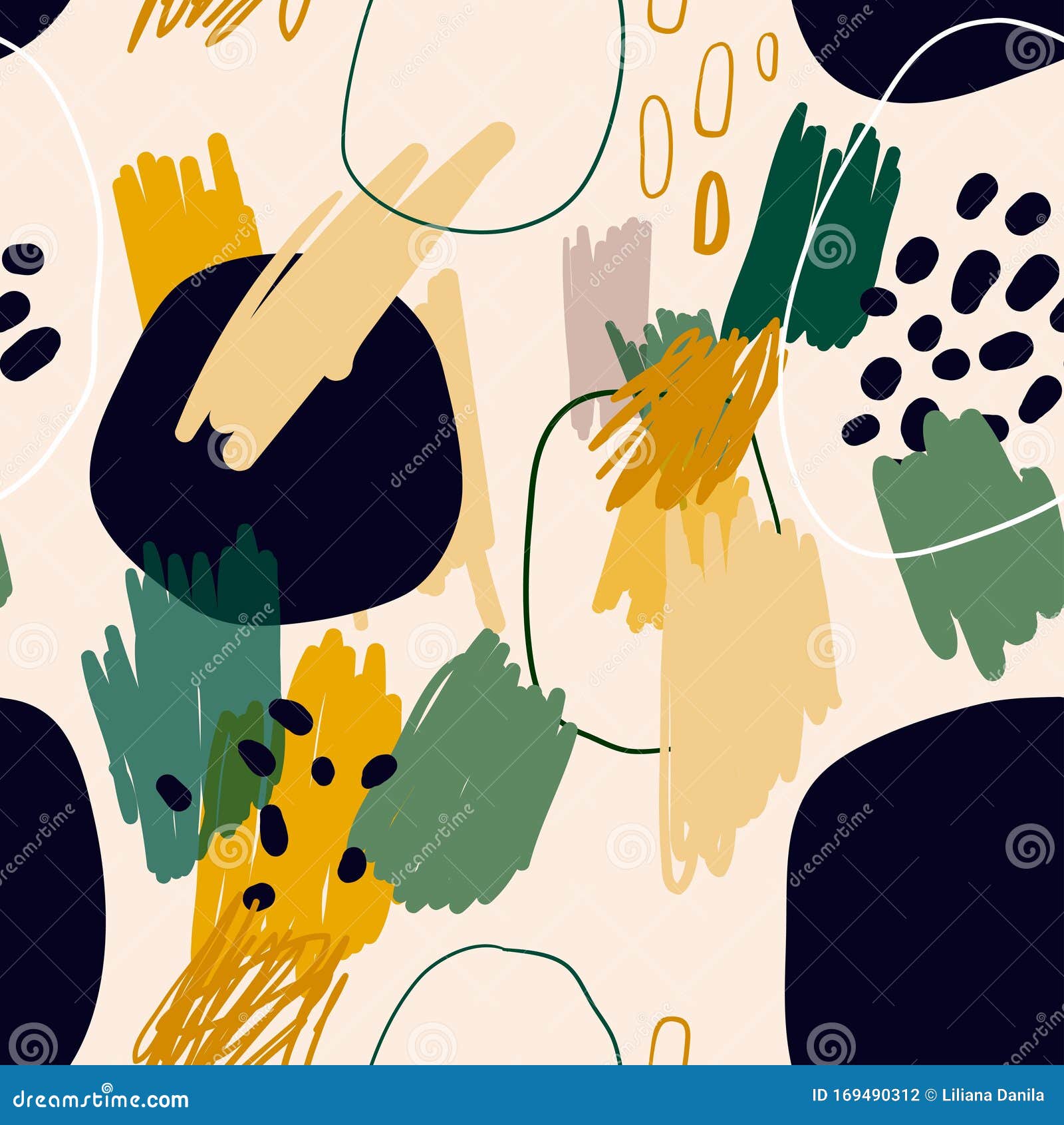 Abstract Seamless Pattern, Trendy Design with Cut Out Shapes Stock ...