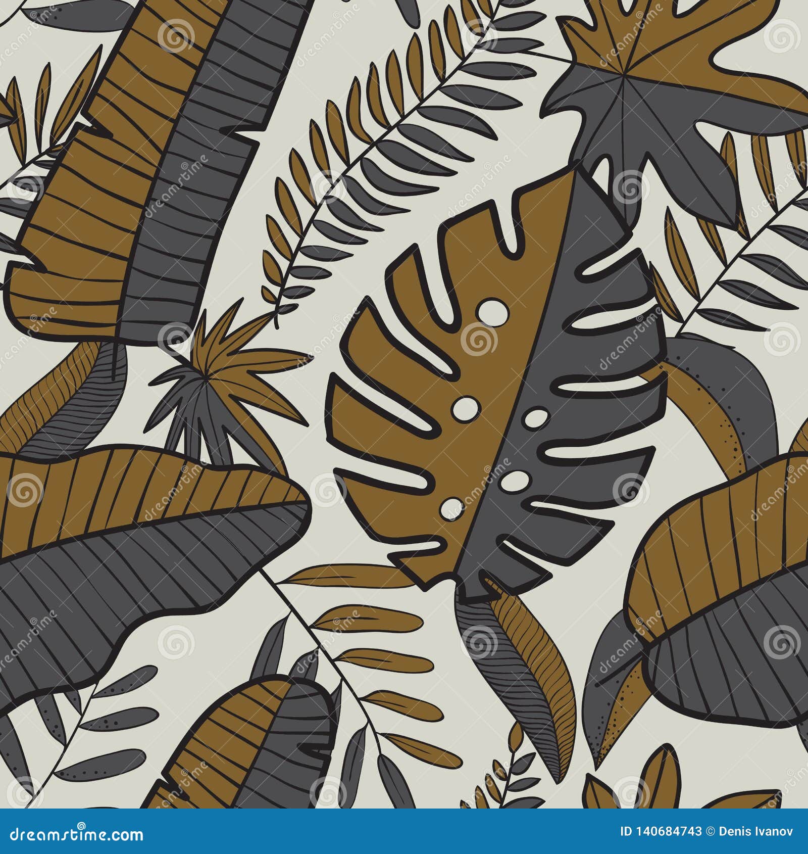 Abstract Seamless Pattern with Tropical Leaves Stock Vector ...