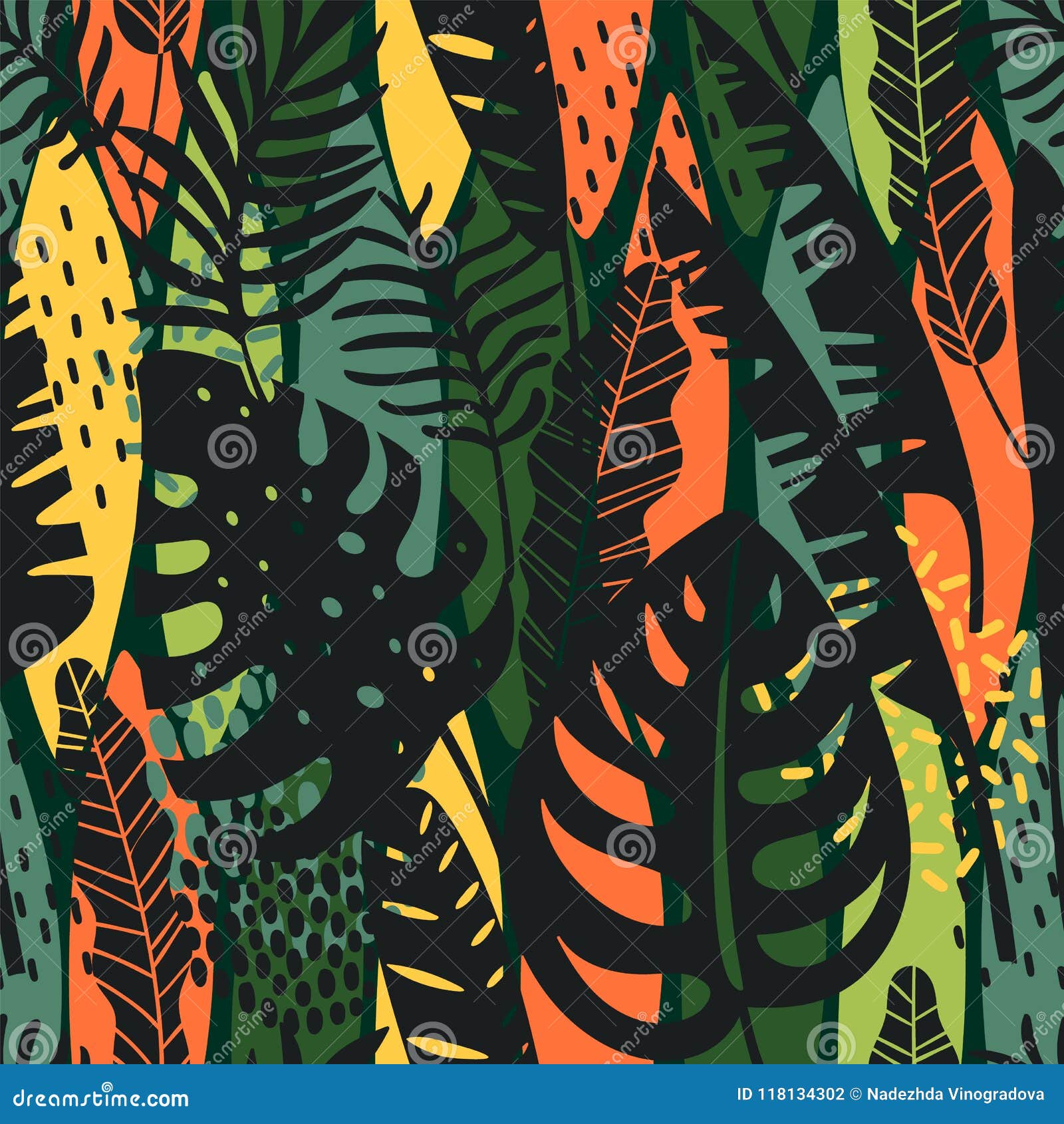 Abstract Seamless Pattern with Tropical Leaves. Stock Vector ...