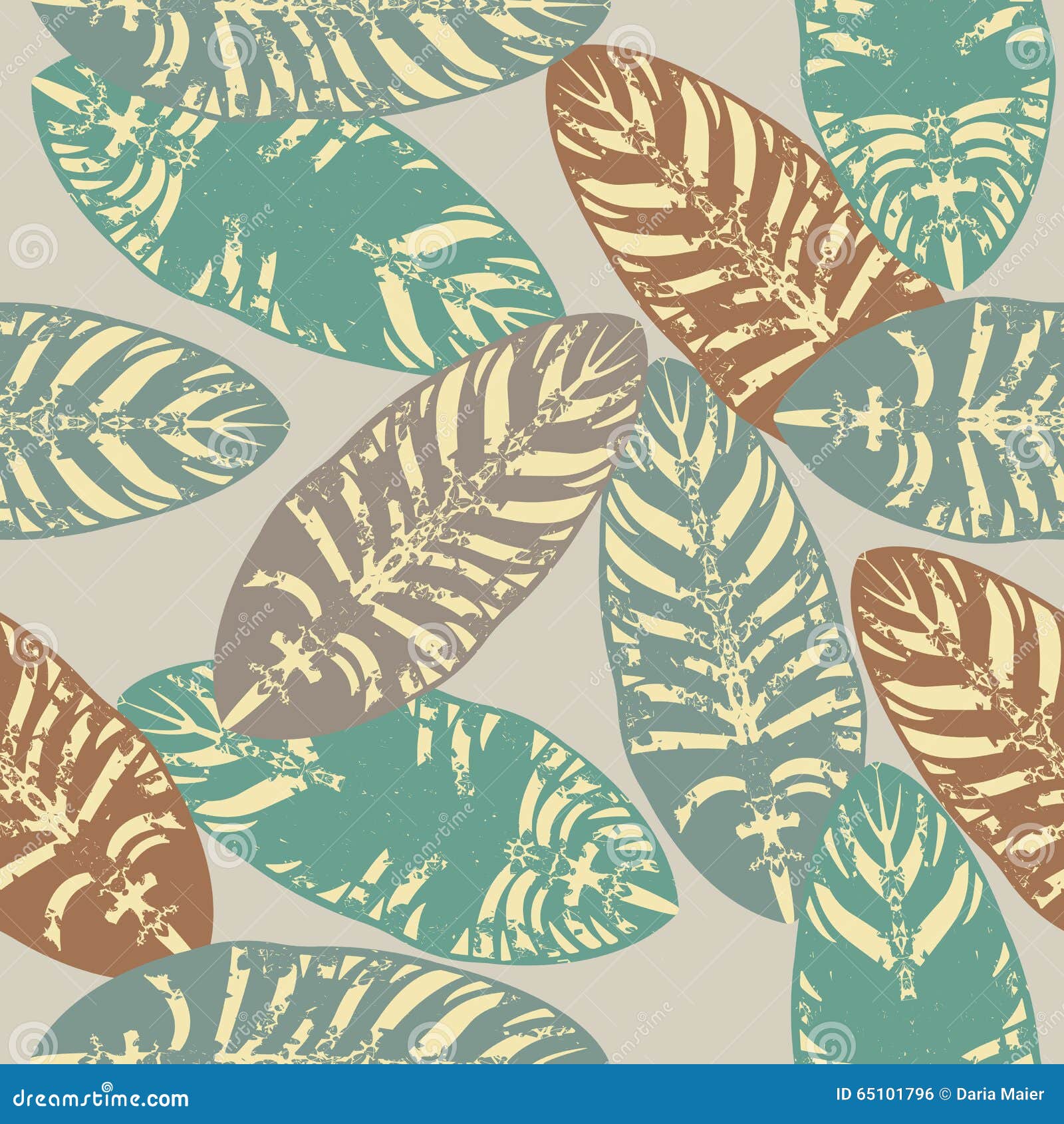 Abstract Seamless Pattern With Tropical Leaves Stock Vector