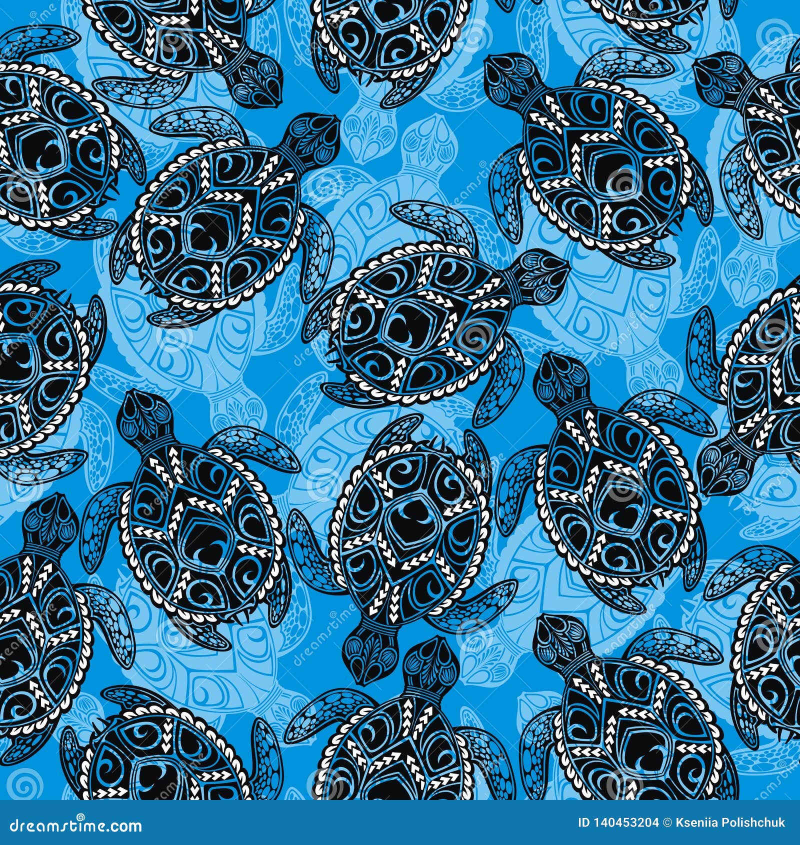 Abstract Seamless Pattern with Turtle Stock Vector - Illustration of ...