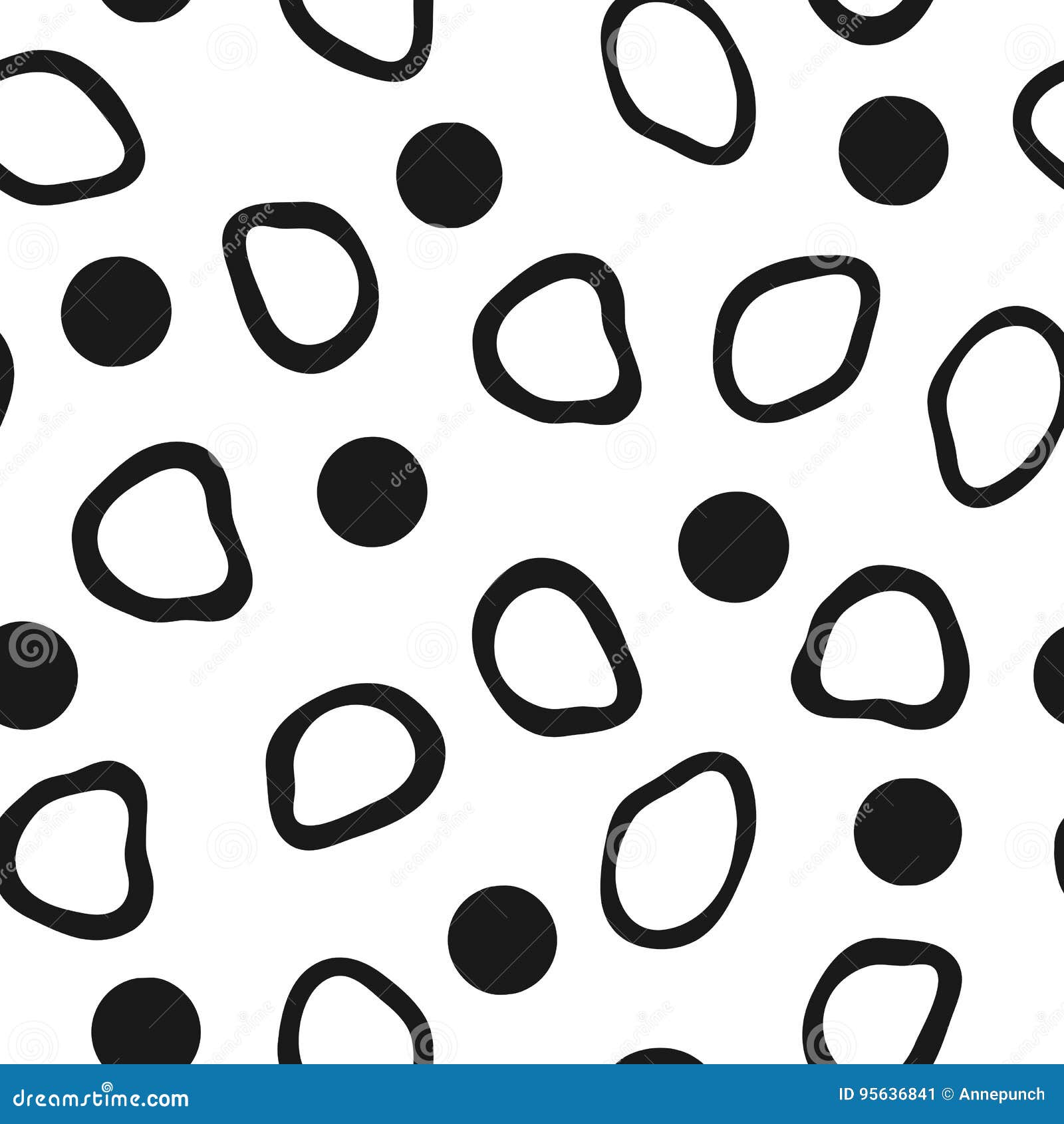 Abstract Seamless Pattern with Uneven Shapes and Circles. Stock Vector ...