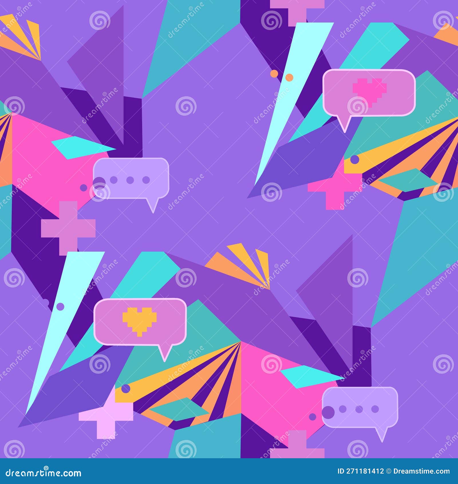 Abstract Seamless Pattern of Various Colorful Angled Geometric Shapes ...