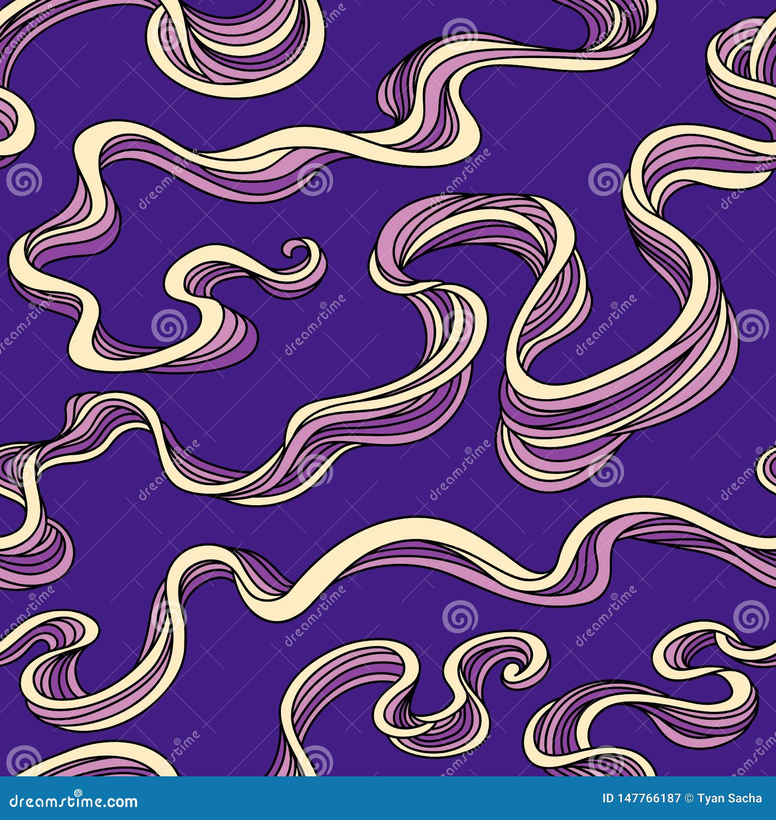 Abstract Seamless Pattern. Vector Illustration with Sea Stream. Linear ...