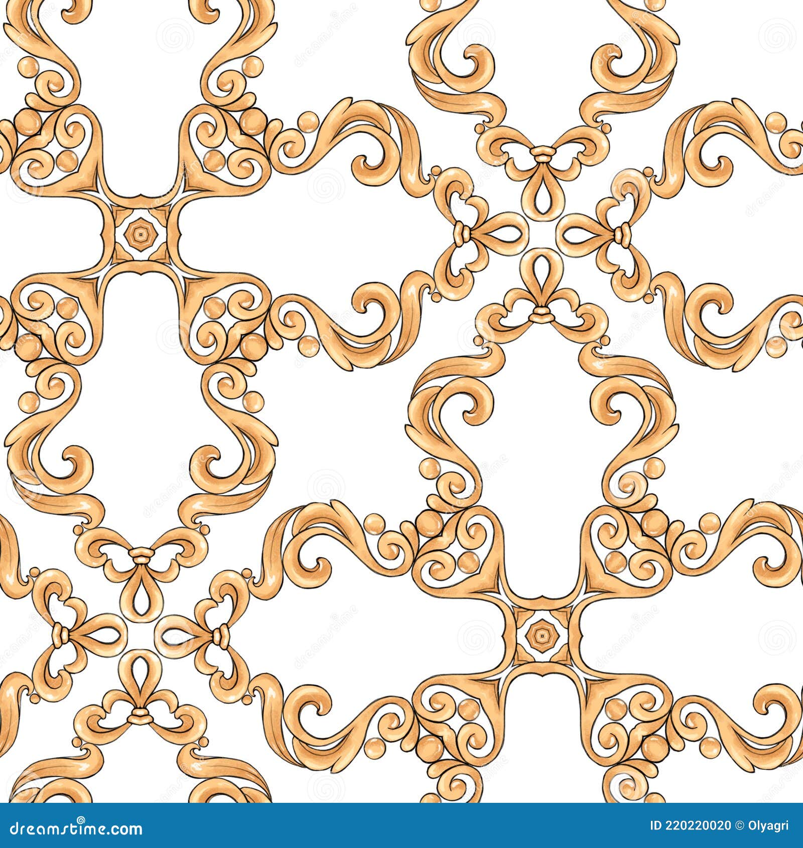 Abstract Seamless Pattern, Vintage Gold Background, Swirl Pattern Stock ...