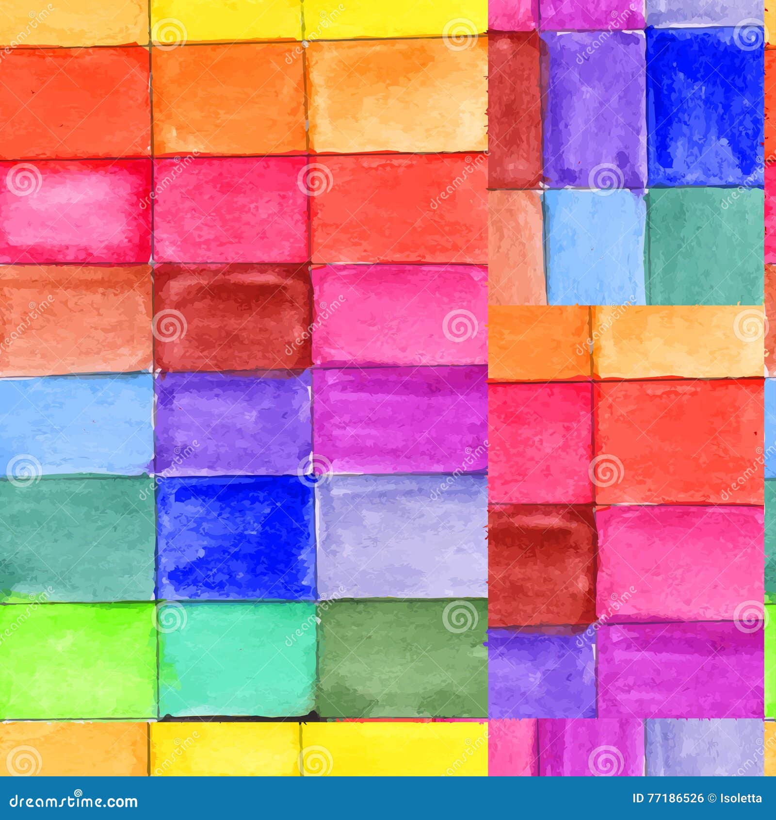 Abstract Seamless Pattern with Watercolor Squares. Stock Vector ...