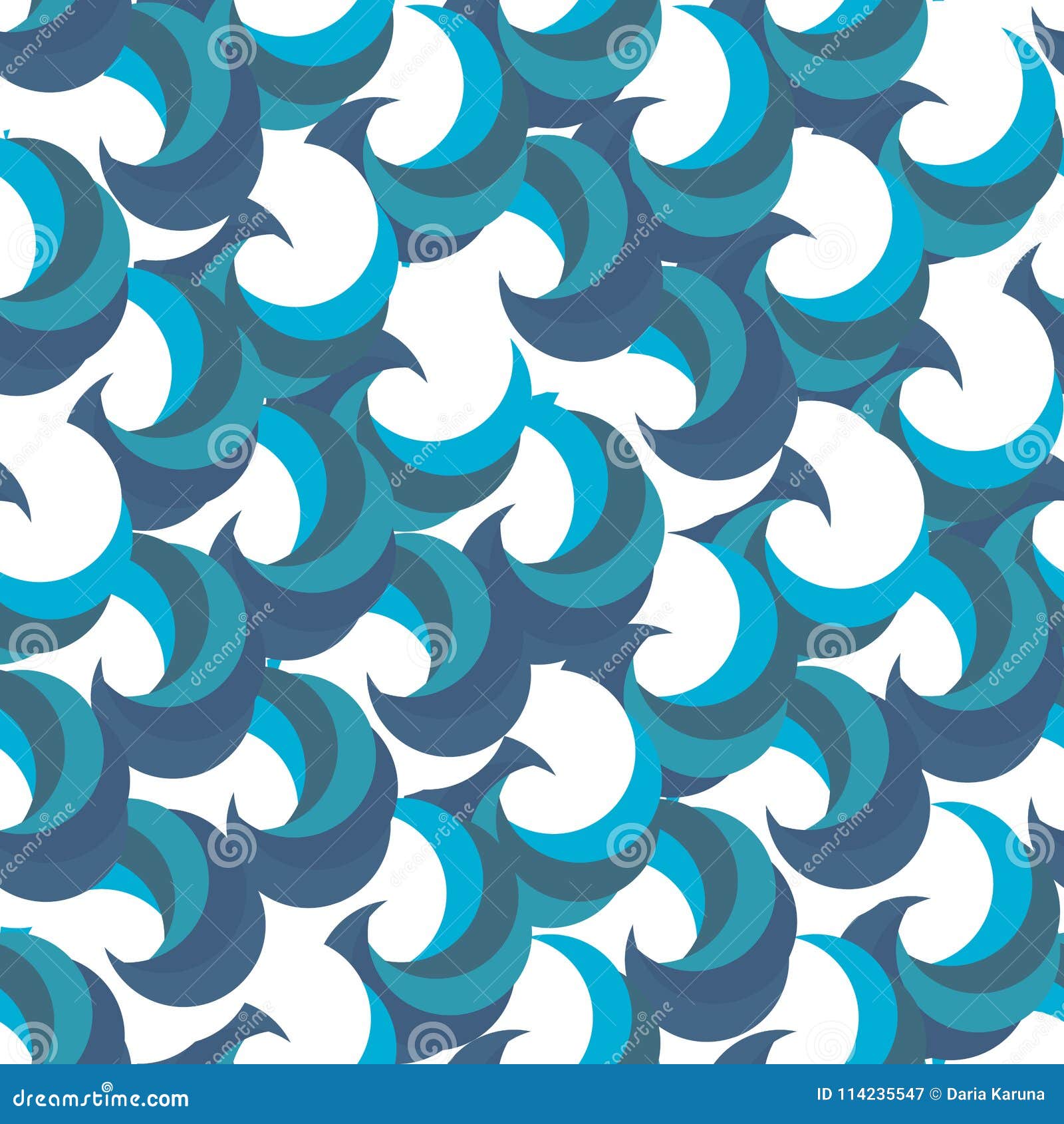 Abstract Seamless Pattern with Waves. Spirals and Curls Stock Vector ...