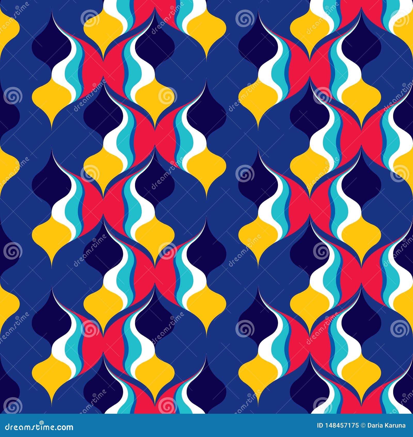 Abstract Seamless Pattern of Wavy Lines. Rounded Geometric Shapes Stock ...