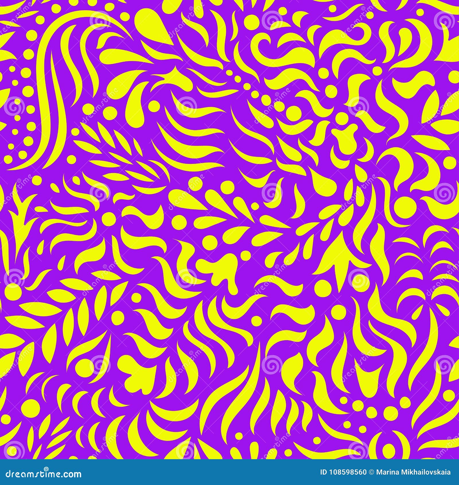 Abstract Seamless Pattern of Yellow Petals on a Lilac Background. for ...