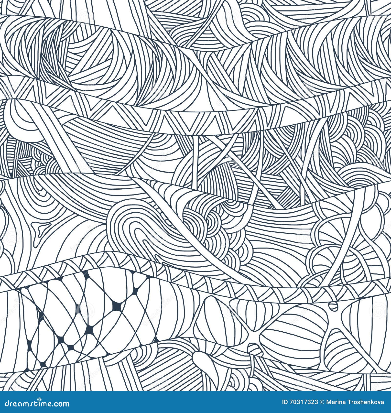 Abstract Seamless Patterns With Hand-drawn Doodle Waves And Lines ...