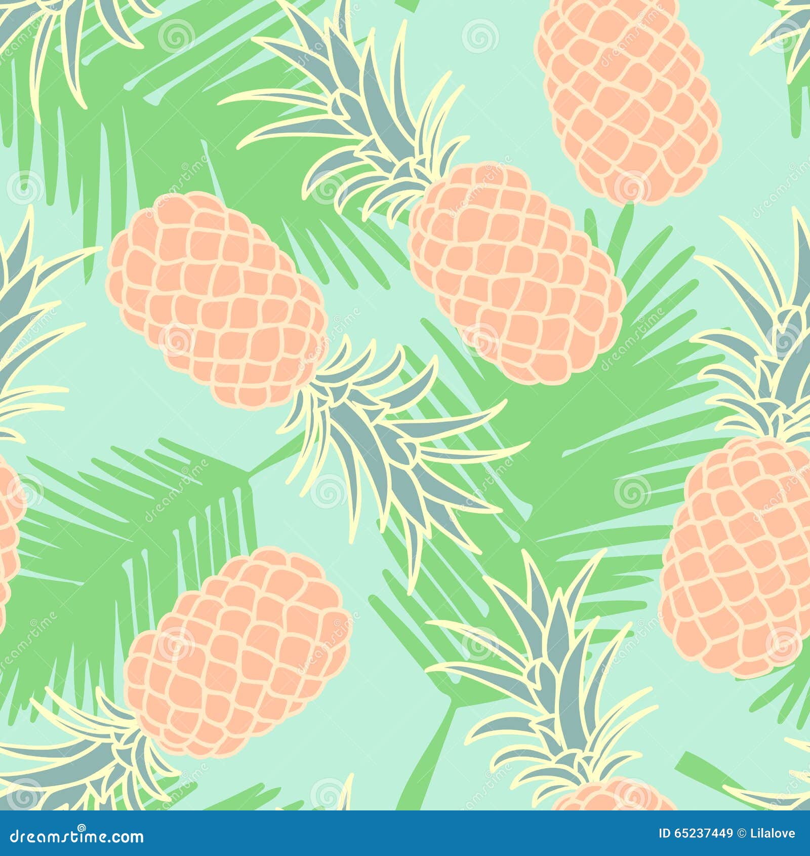 Abstract Seamless Pineapple Pattern Stock Vector - Illustration of cute ...