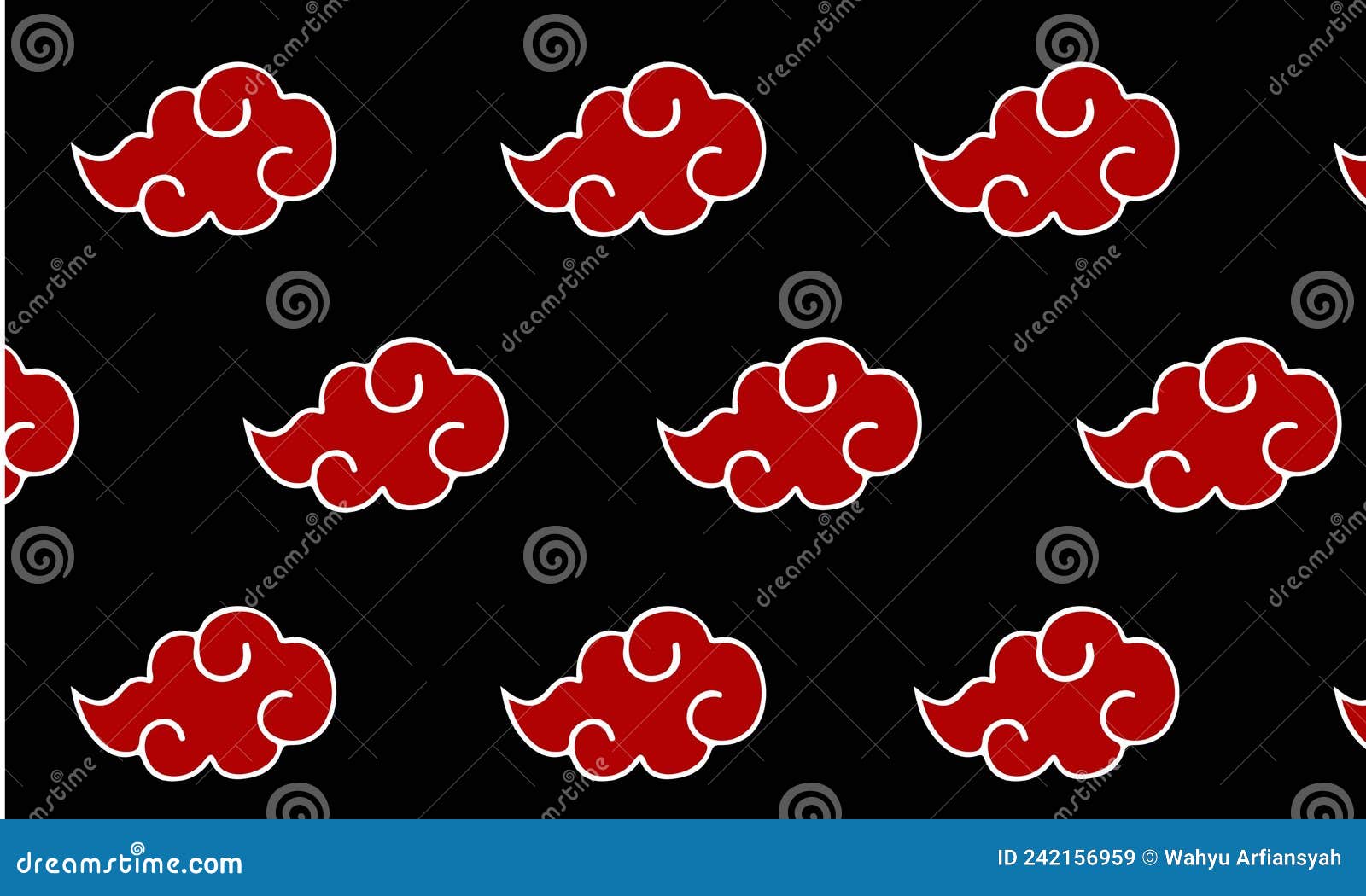 Abstract Seamless Red Cloud Pattern on Black Background. Stock Vector ...
